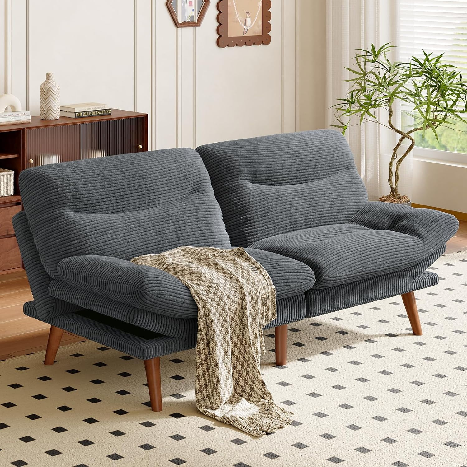 DXYKOPA 75\u2033 Convertible Futon Sofa Bed Loveseat with Adjustable Backrest & Armrests Folding ...