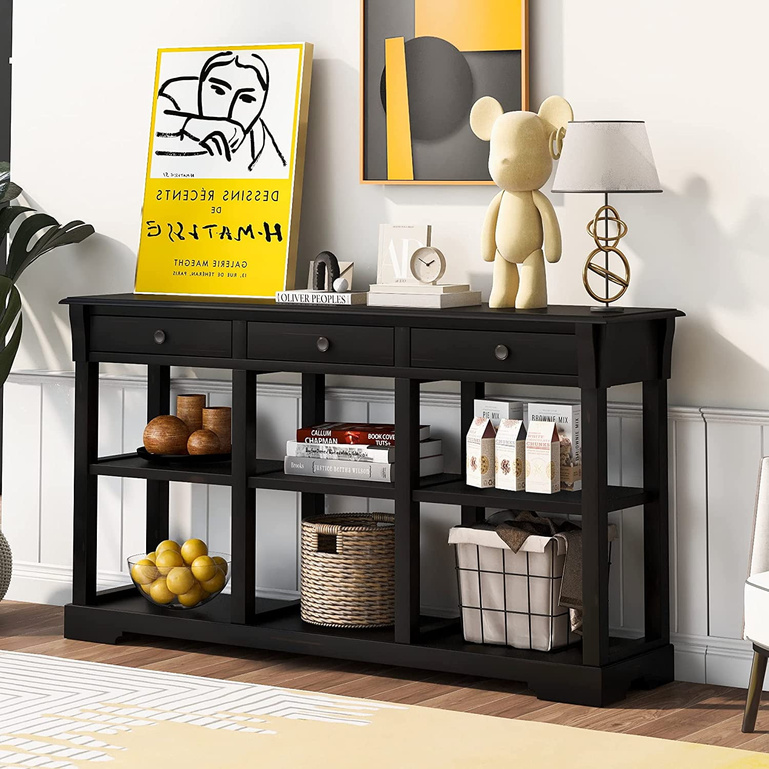 DXYKOPA Acacia Wood Console Sofa with Ample Storage Retro Buffet ...