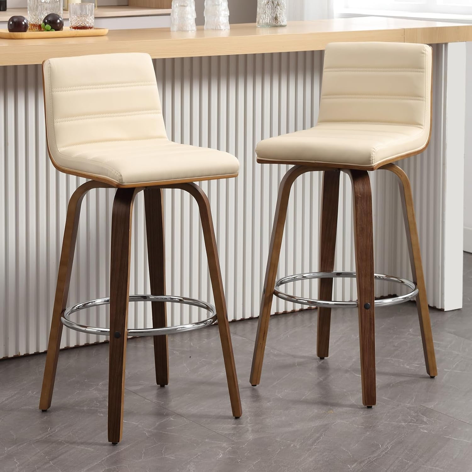 DXYKOPA Bar Stools 26 Inch Counter Height PU Leather Swivel Counter ...