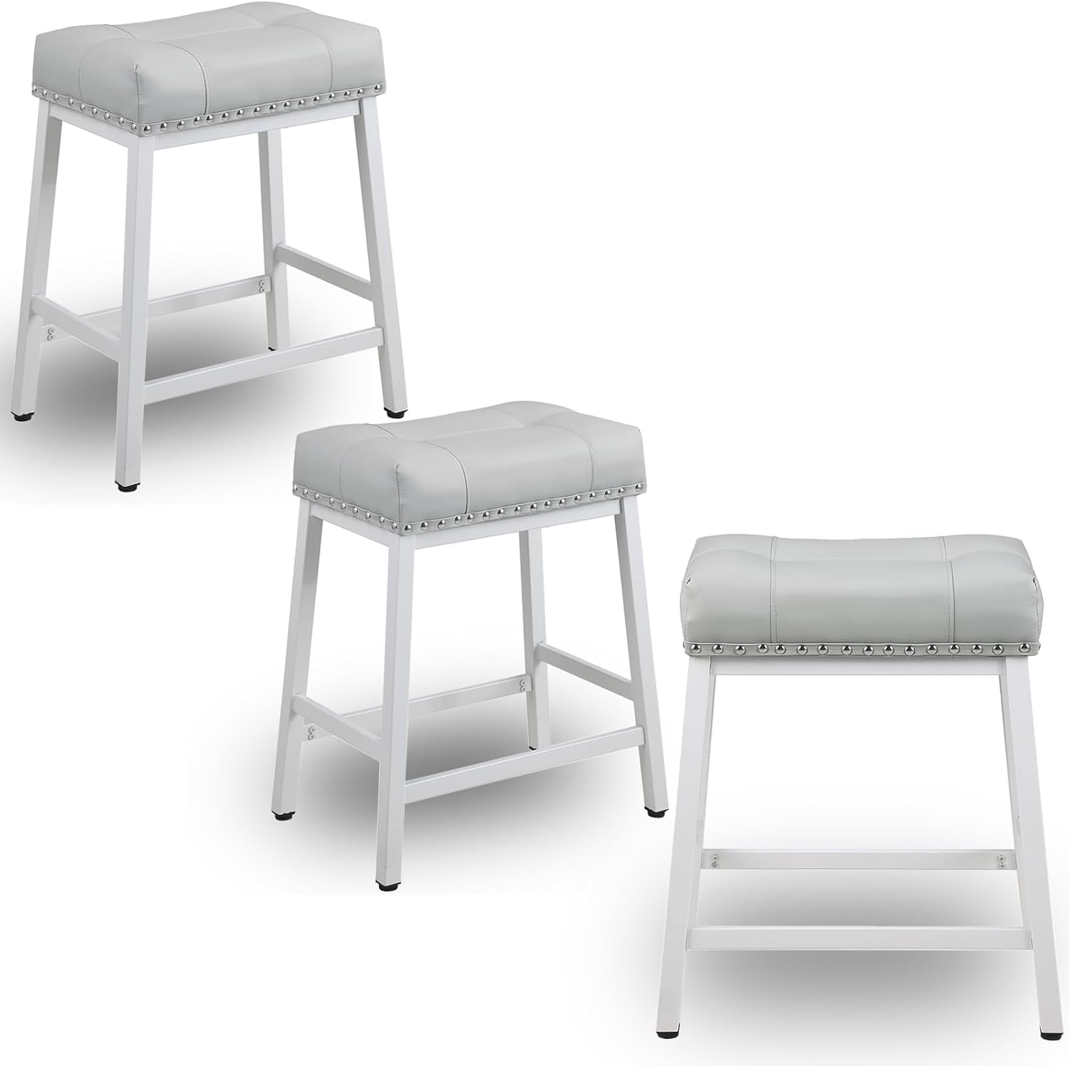 DXYKOPA Bar Stools 27 Inch Counter Height Saddle Stools Upholstered ...