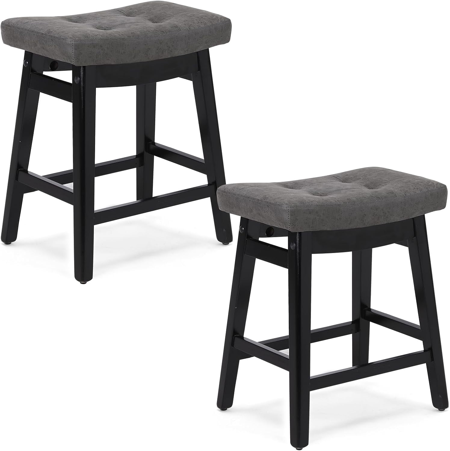 DXYKOPA Bar Stools Counter Height Solid Wood Legs Saddle Soft 24 Inch ...