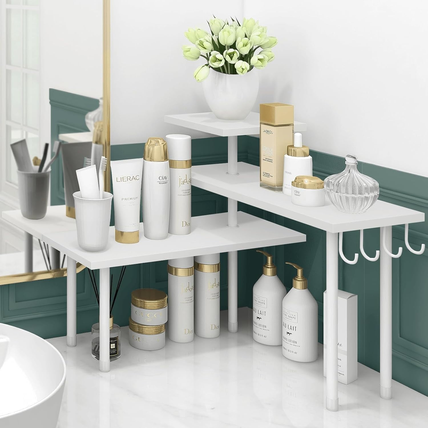 DXYKOPA Bathroom Counter Organizer Corner Shelf Countertop Organizer 3 ...