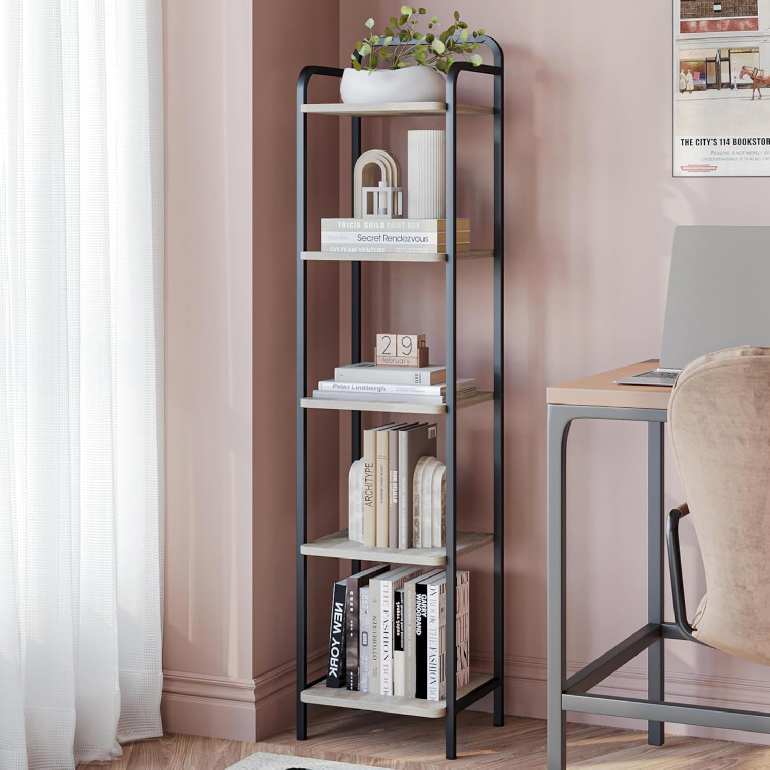 DXYKOPA Bookcase Bookshelf Narrow Book Shelf Corner Shelf Storage ...