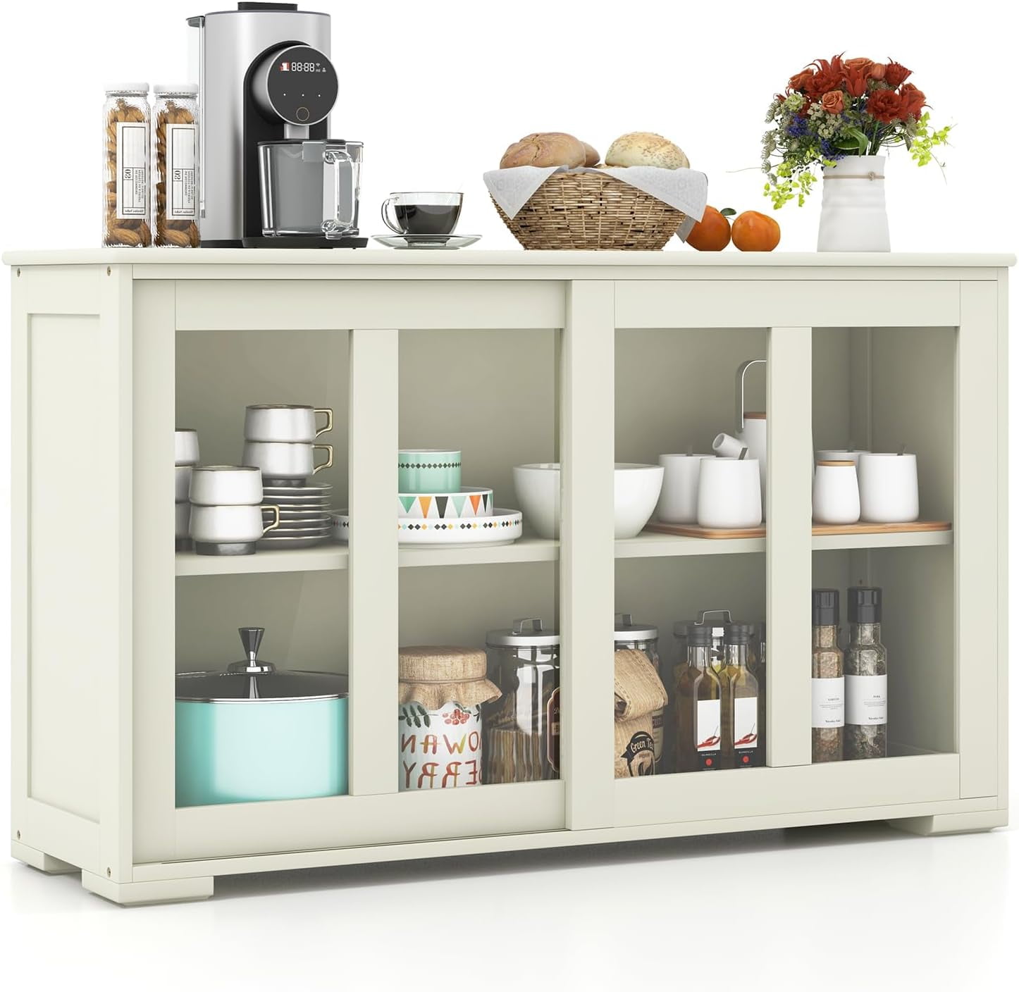 DXYKOPA Buffet Sideboard with Storage 2-Door Floor Cupboard with ...