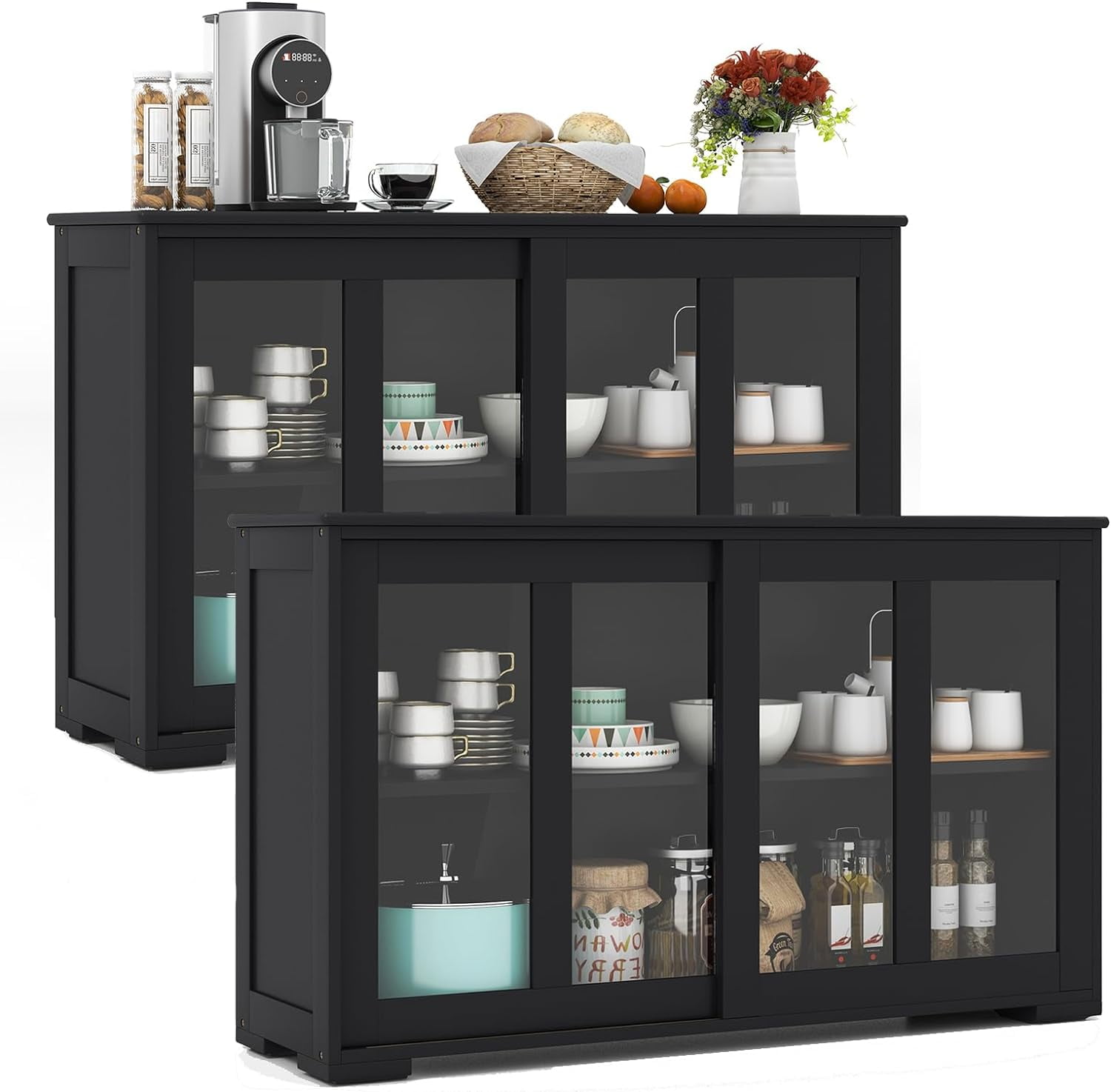 DXYKOPA Buffet Sideboard with Storage 2-Door Floor Cupboard with ...