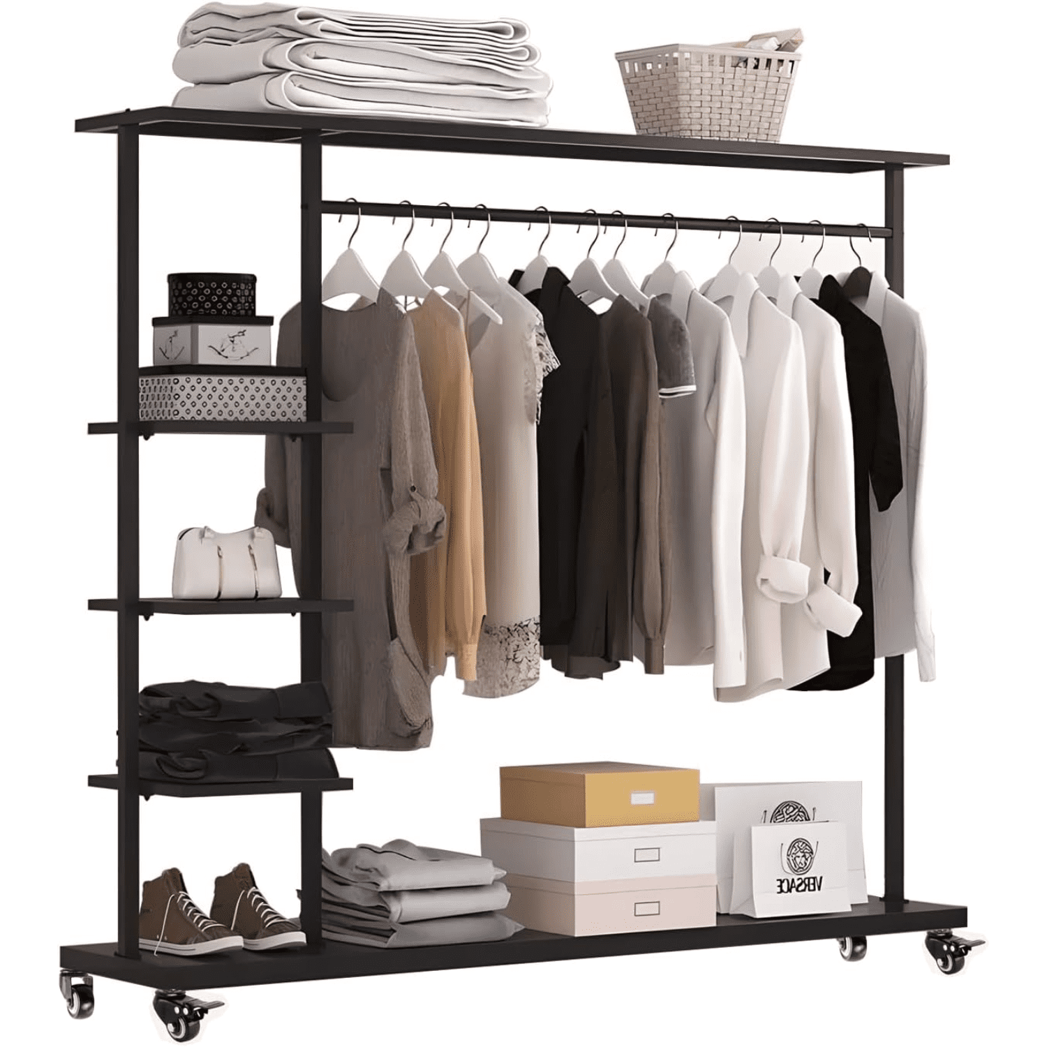 DXYKOPA Clothes Clothing Display with Shelves Heavy Duty Clothe with ...