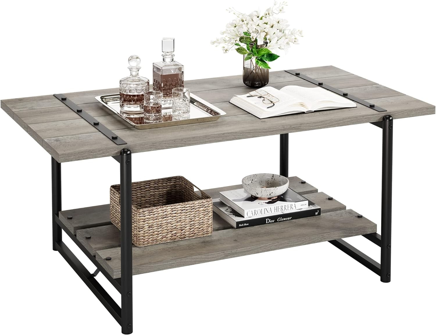 DXYKOPA Coffee 2-Tier Living Room Tables Sofa with Storage Space Style ...