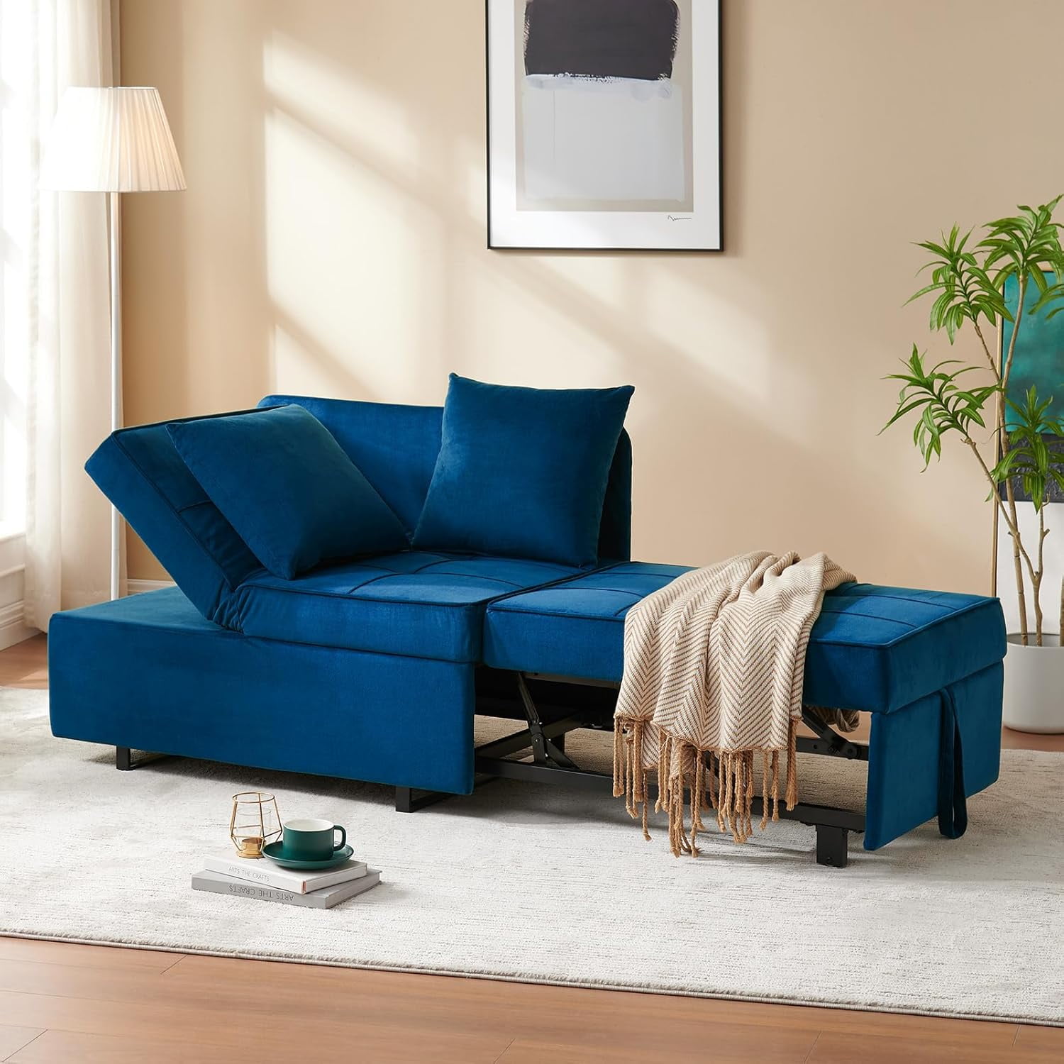 DXYKOPA Convertible Sofa Bed 4-in-1 Velvet Sleeper Sofa Chair Bed Pull ...