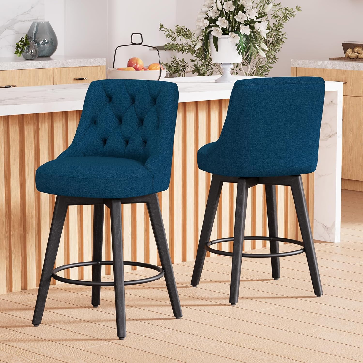 DXYKOPA Counter Height Bar Stools with Back 26\u201CH Upholstered ...