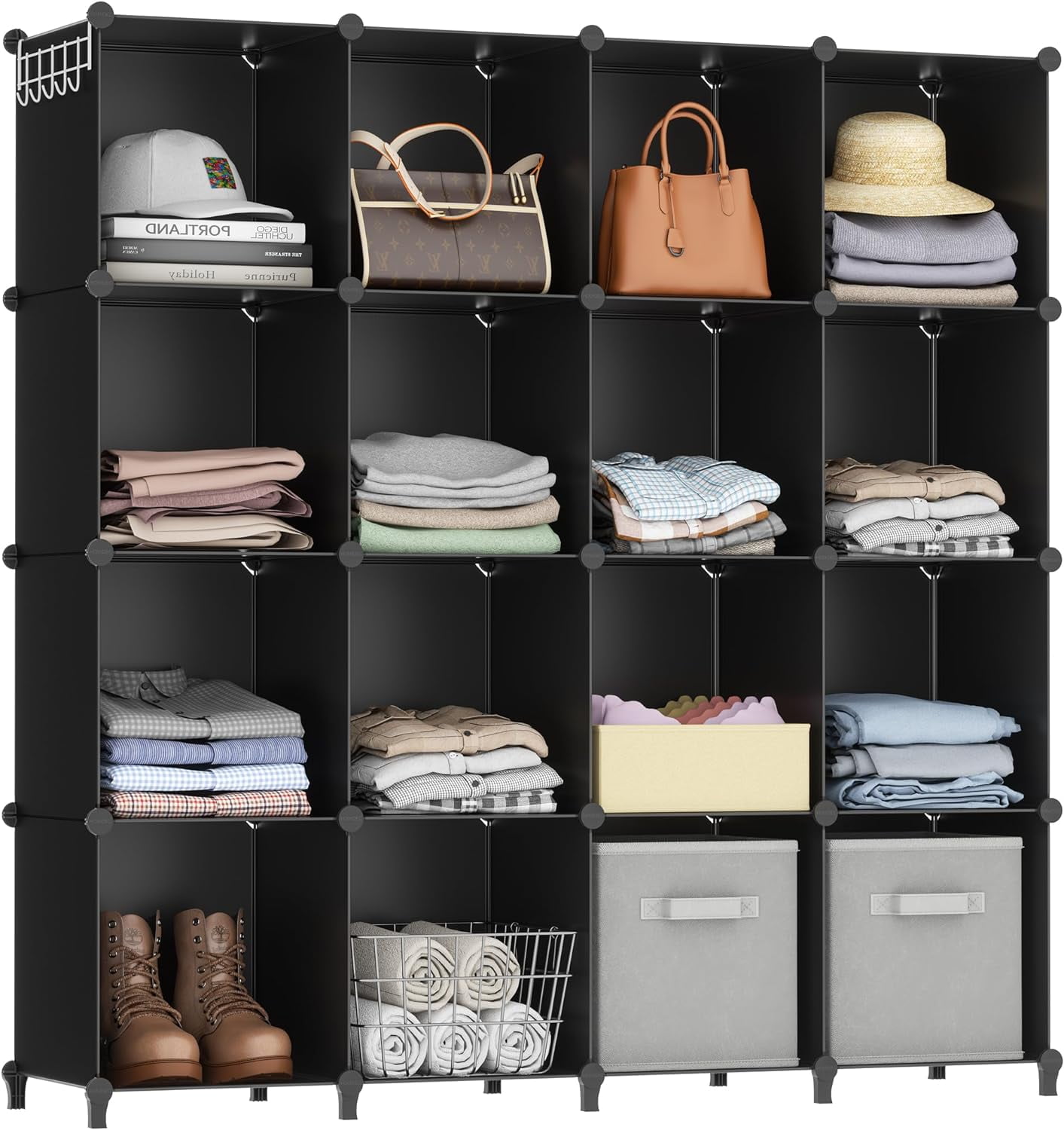 DXYKOPA Cube Storage Organizer 16-Cube Storage Shelf for Garment Racks ...