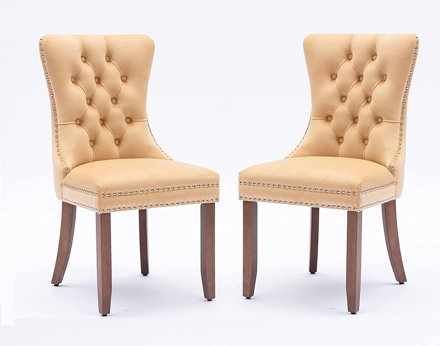 DXYKOPA Dining Chairs Leisure Padded Chair Tufted Solid Wood Velvet ...