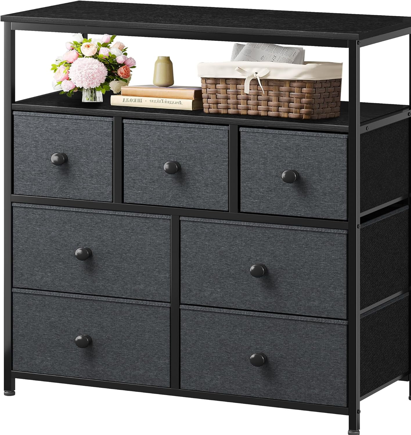 DXYKOPA Dresser for Bedroom with 7 Drawers and 2 Shelves TV Stand ...