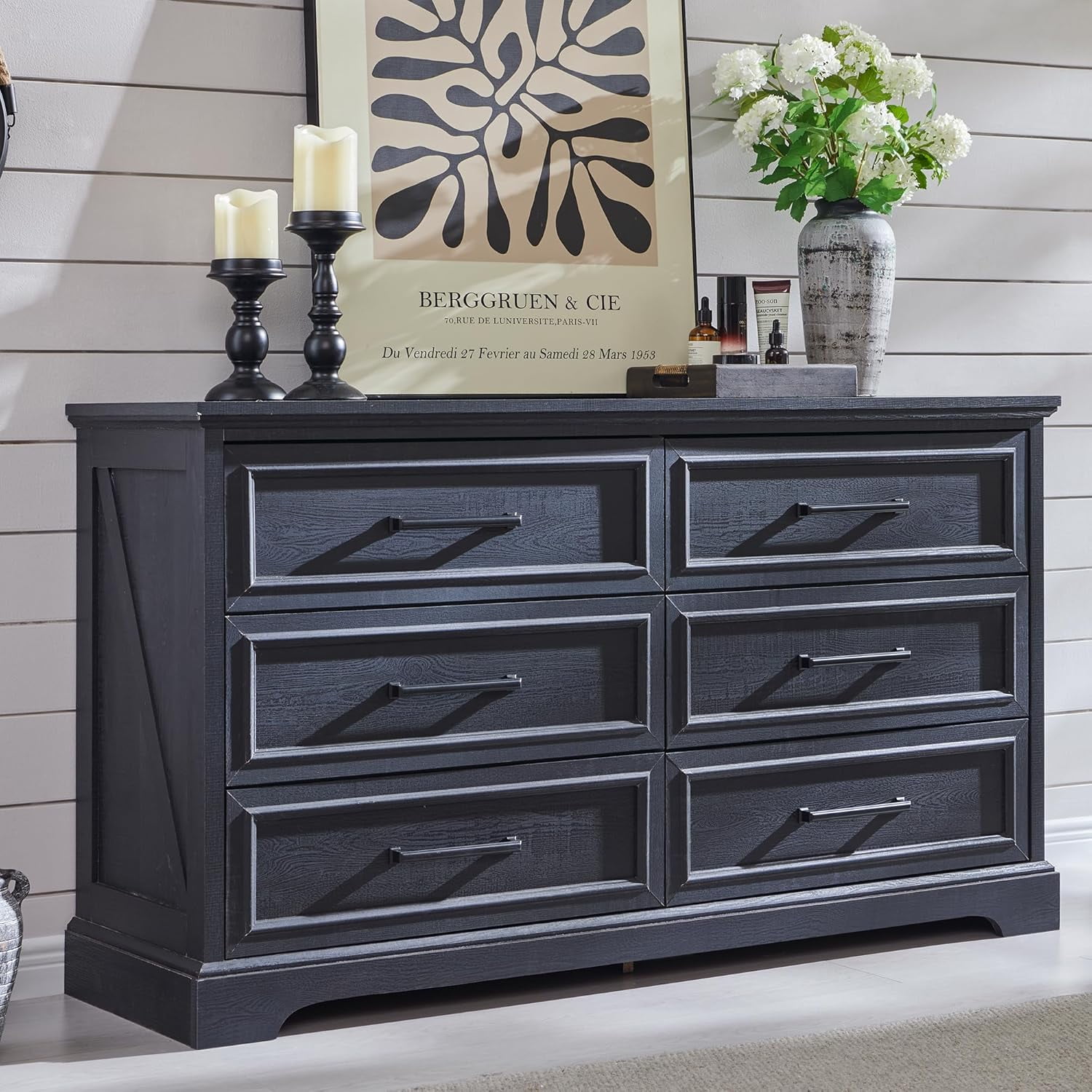 DXYKOPA Farmhouse 5 Drawer Dresser for Bedroom 36 Inch Tall Chest of ...