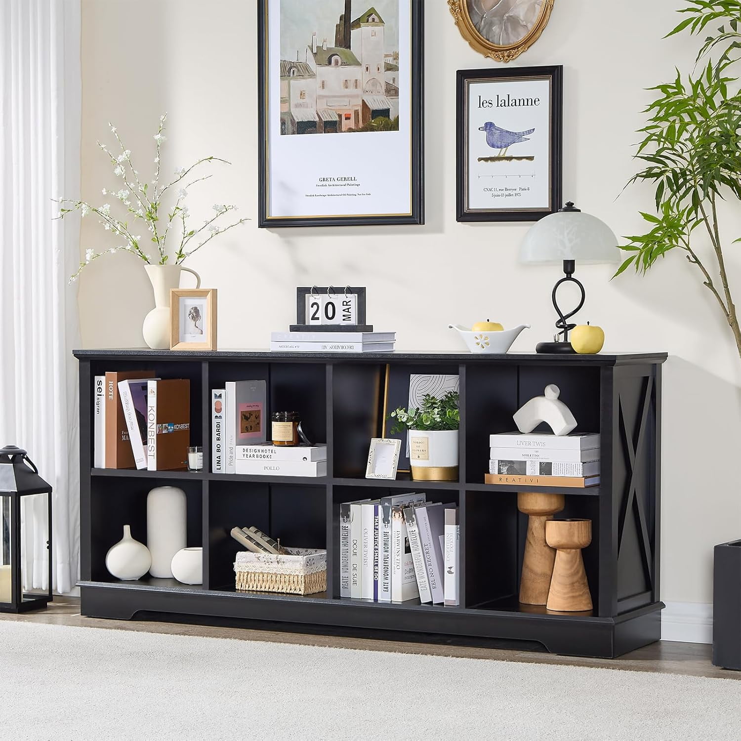 DXYKOPA Farmhouse 8 Cube Bookshelf Storage Organizer Bookcase Kids Toy ...