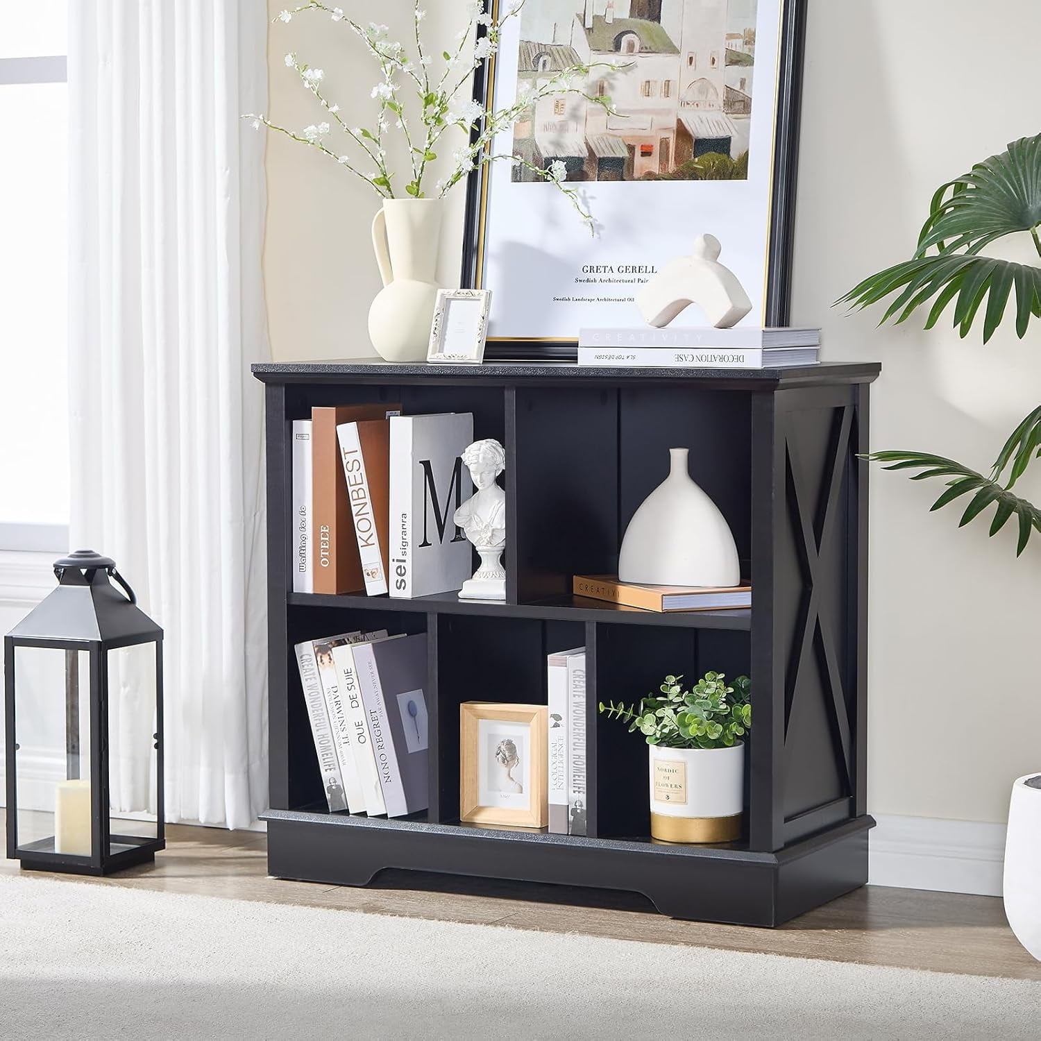DXYKOPA Farmhouse 8 Cube Bookshelf Storage Organizer Bookcase Kids Toy ...