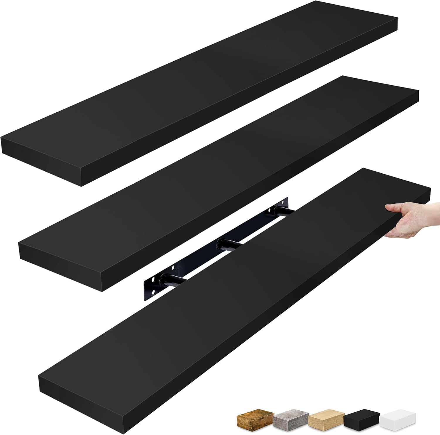 DXYKOPA Floating Shelves for Wall - 3 Long Floating Shelves for Bedroom ...