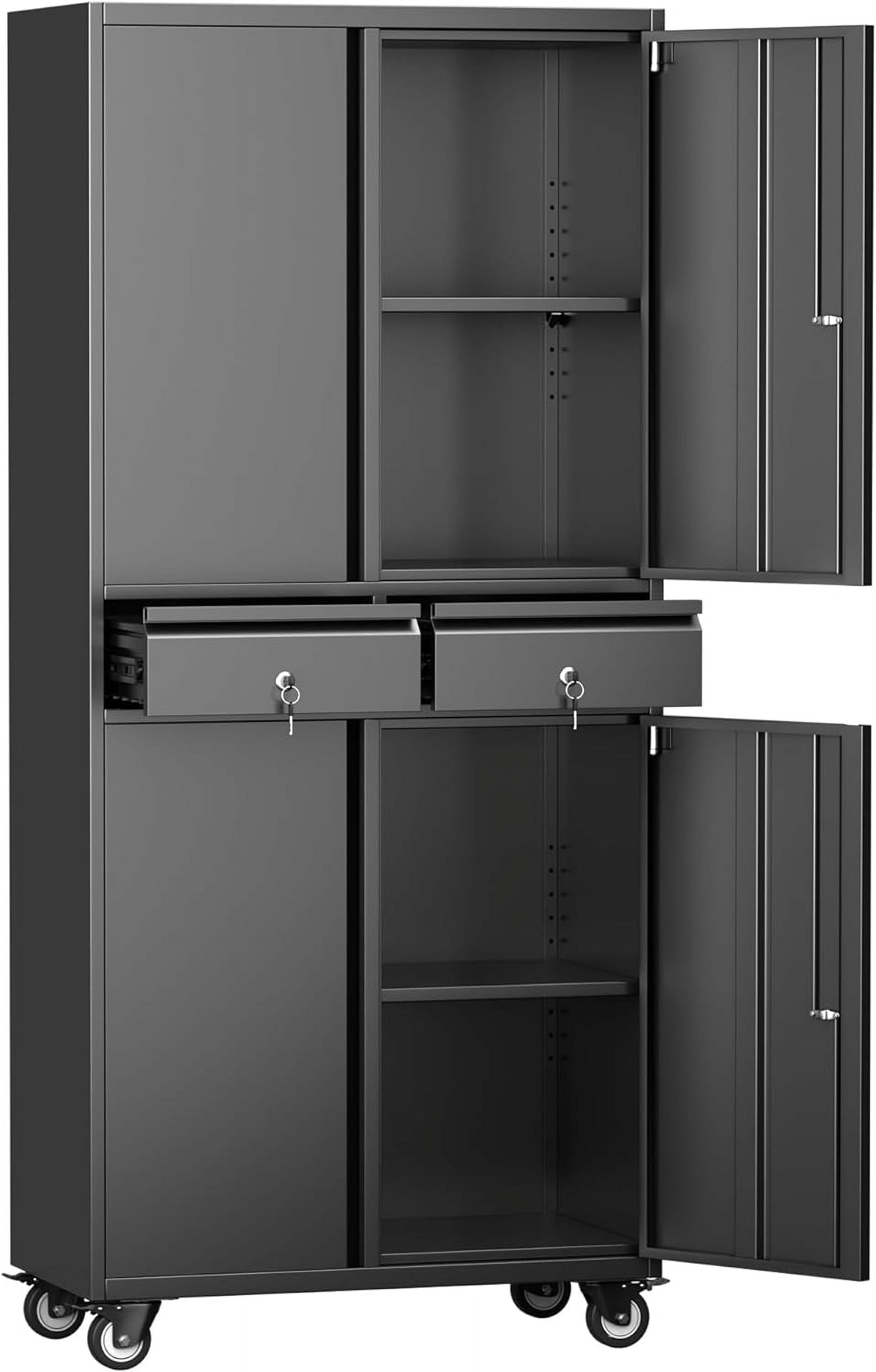 DXYKOPA Garage Storage Cabinet with Wheels Metal Storage Cabinet with ...