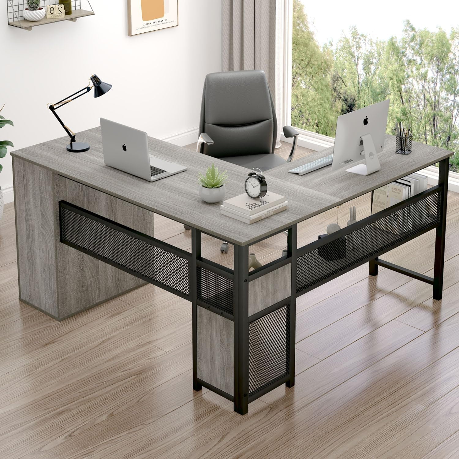 DXYKOPA L Shaped Corner with Drawers Reversible L-Shaped Computer with ...