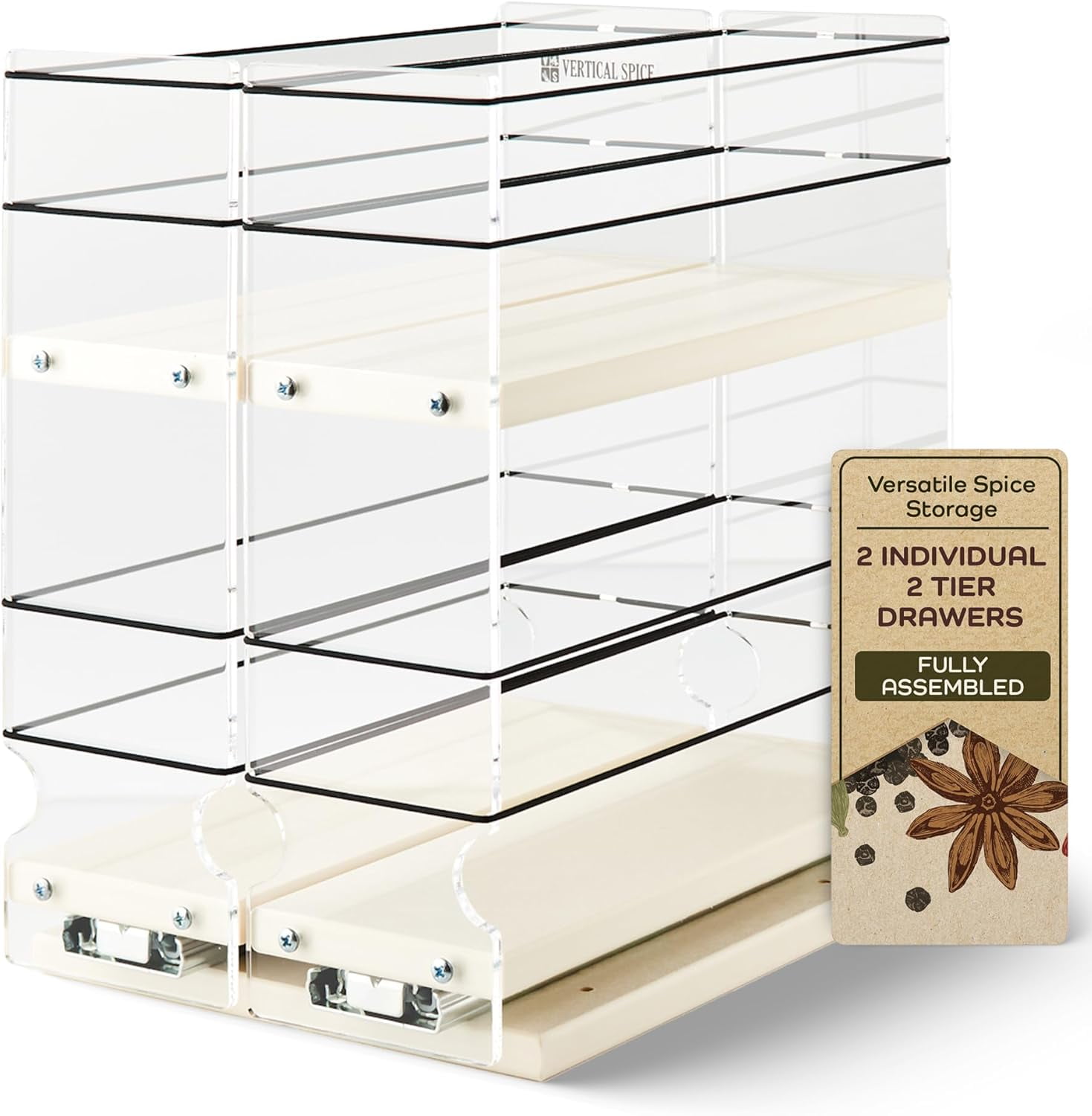 DXYKOPA - Large Pullout Sliding Spice Rack Organizer - 2 Individual 2 ...