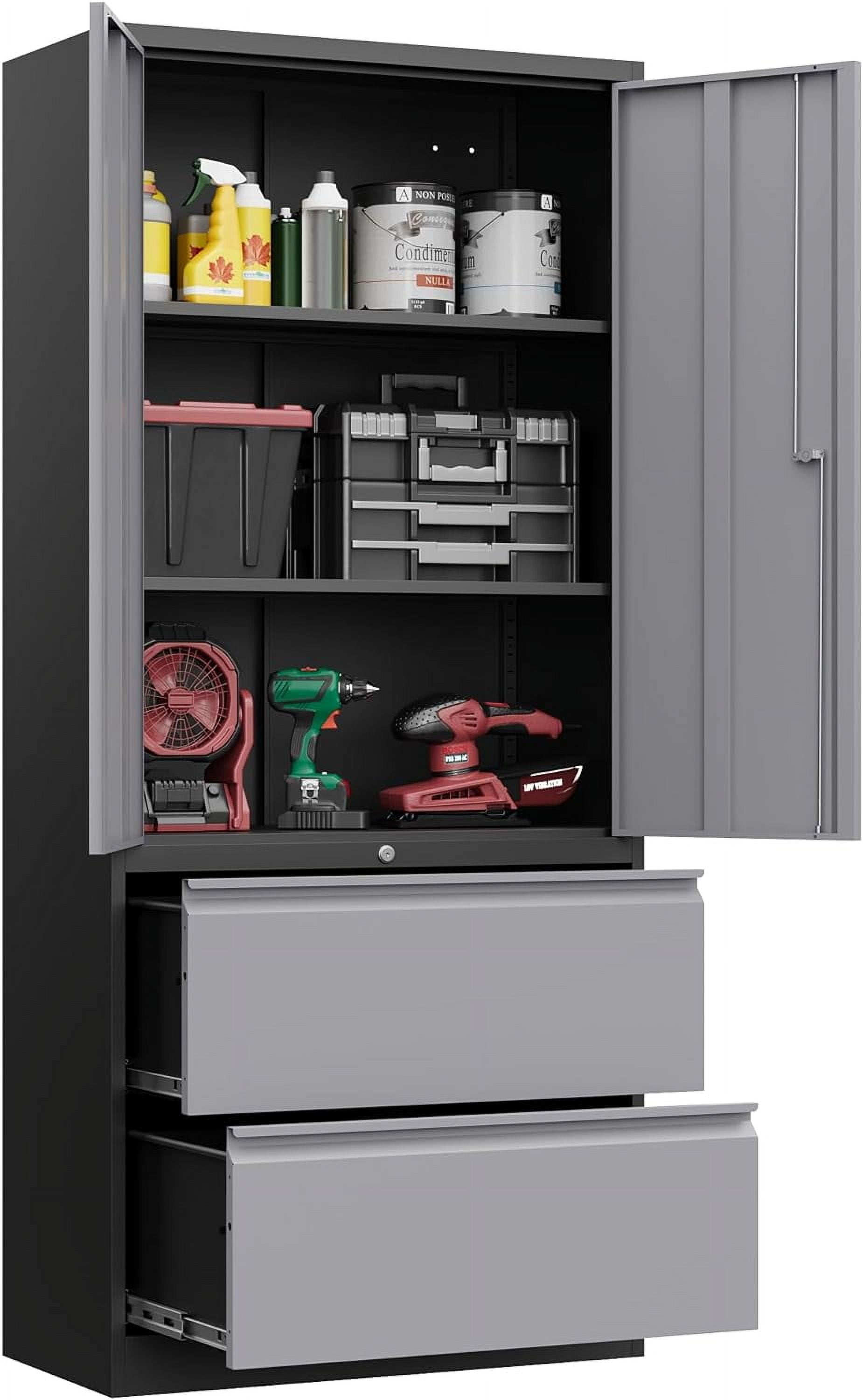 DXYKOPA Metal Cabinets with Lockable Drawers and Doors Lateral File ...