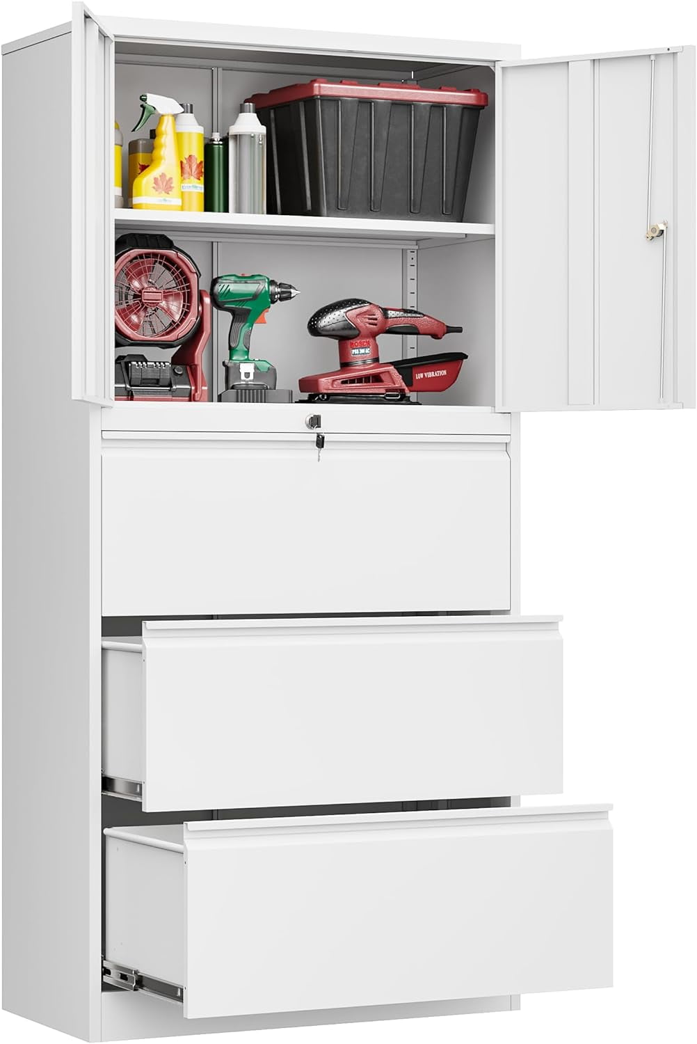 DXYKOPA Metal Cabinets with Lockable Drawers and Doors Lateral File ...