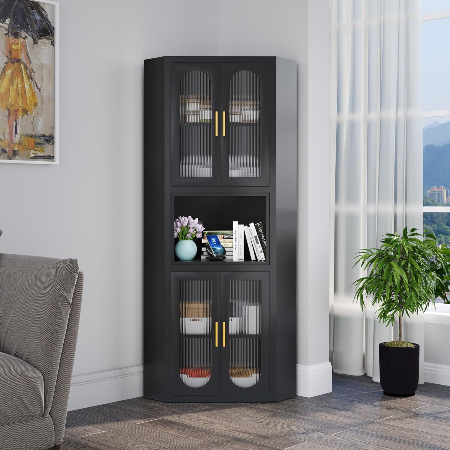 DXYKOPA Metal Garage Storage Cabinet Pantry Storage Cabinet with 2 ...