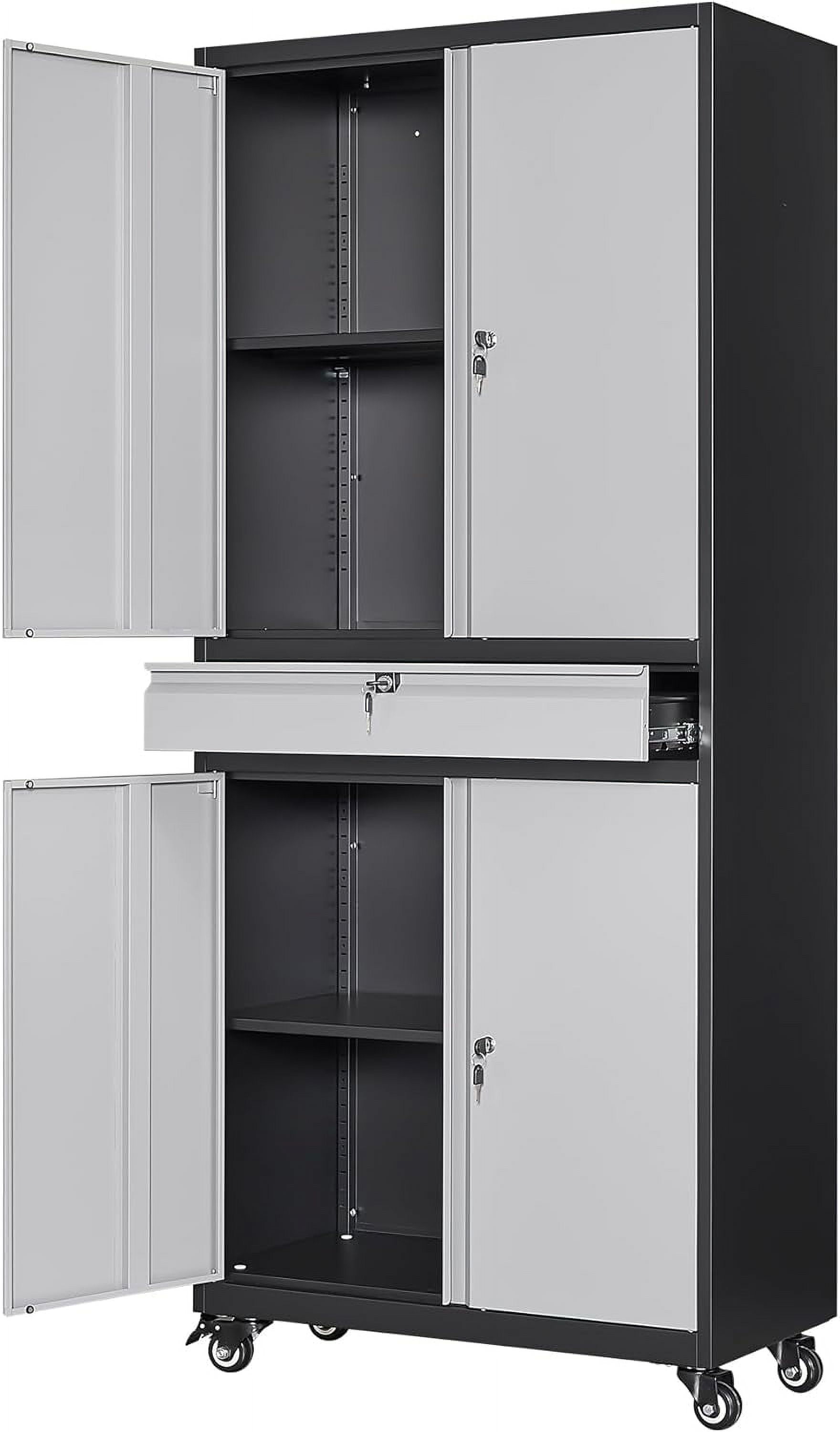 DXYKOPA Metal Garage Storage Cabinets with Drawer 4 Doors Tool Storage ...