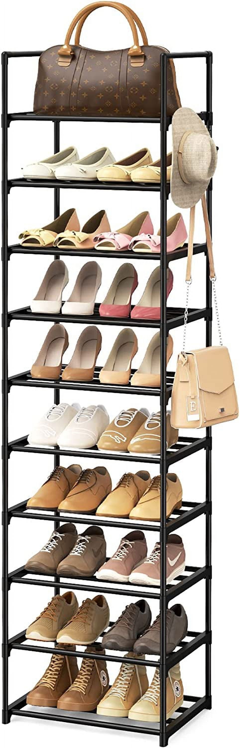 DXYKOPA Metal Rack Organizer 10 Tiers Tall for 20-24 Pairs - Narrow ...
