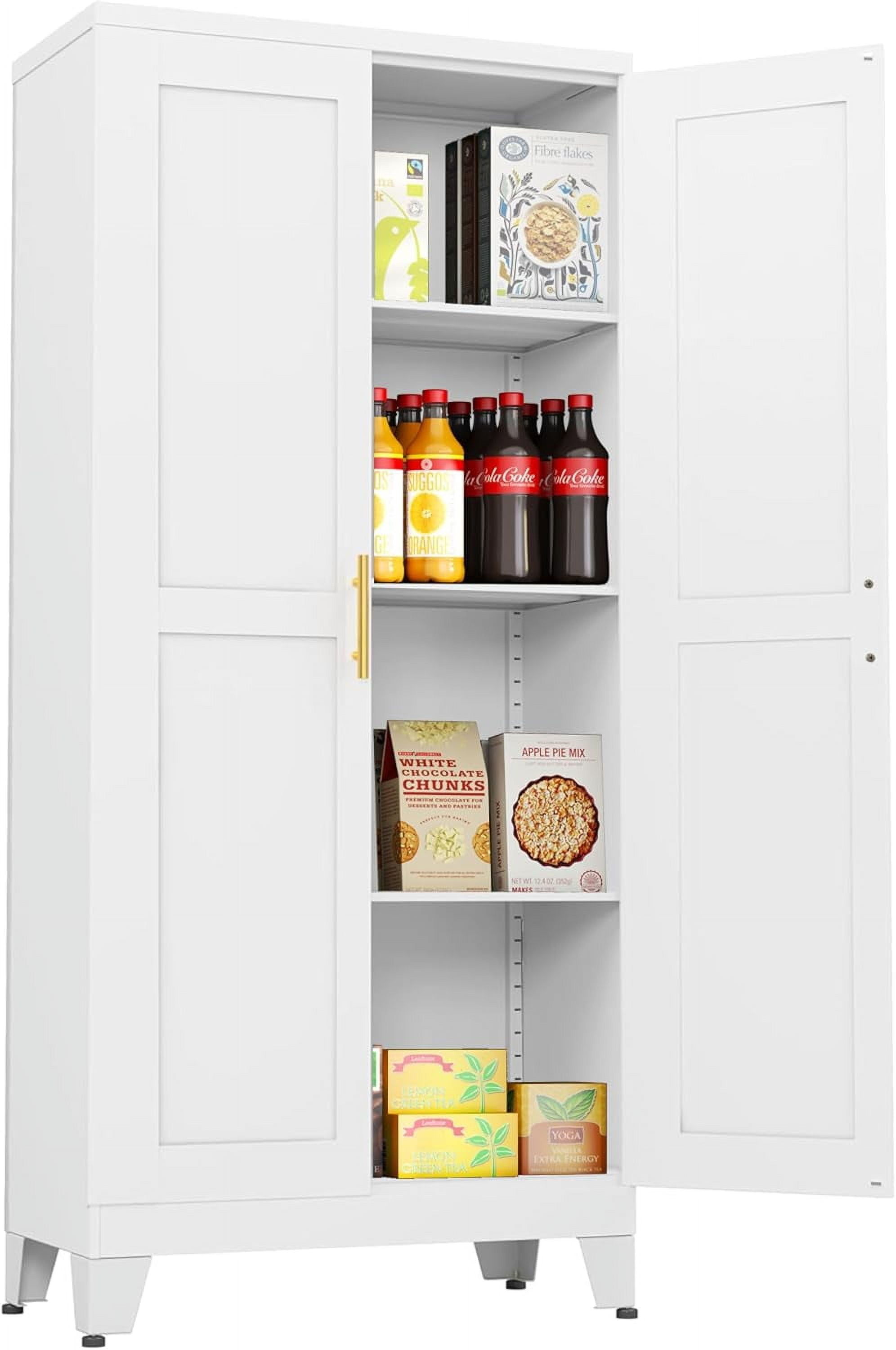 DXYKOPA Metal Storage Cabinet - Steel Pantry Cabinet with 2 Doors and 3 ...