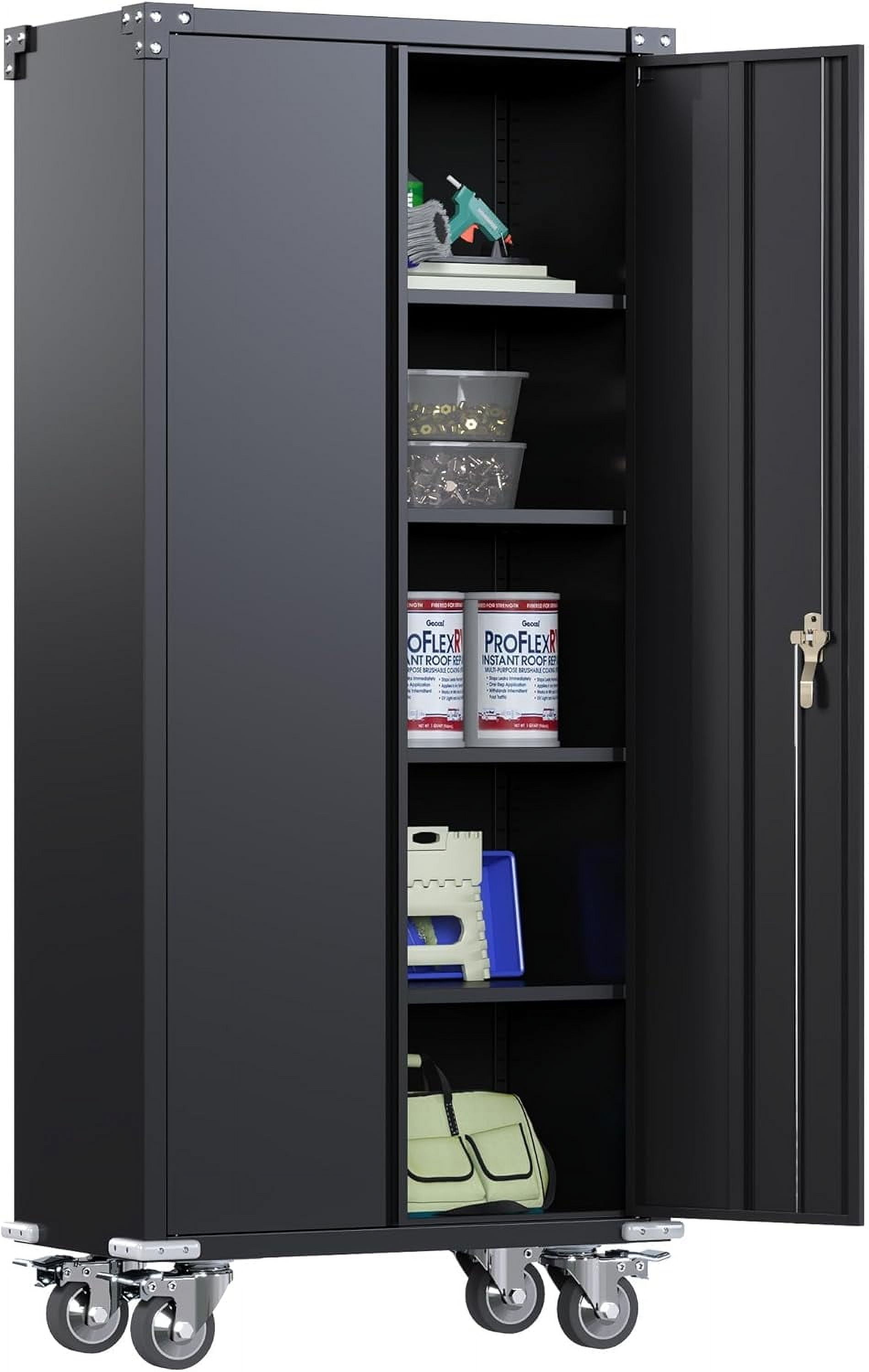 DXYKOPA Metal Storage Cabinet with Wheels 73" H Garage Storage Cabinet ...