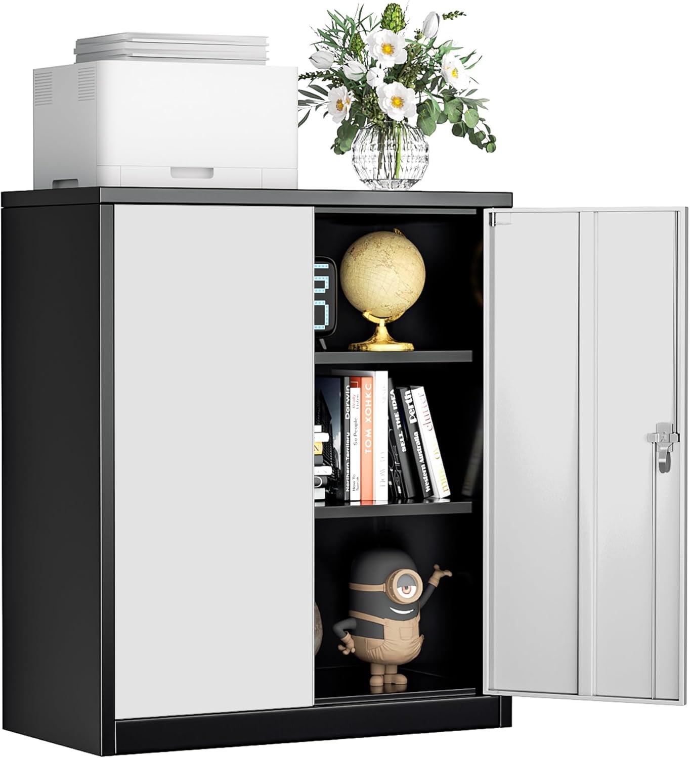 DXYKOPA Metal Storage Cabinets with Lock 36" Lockable Storage Cabinet with 2 Doors and 2 ...