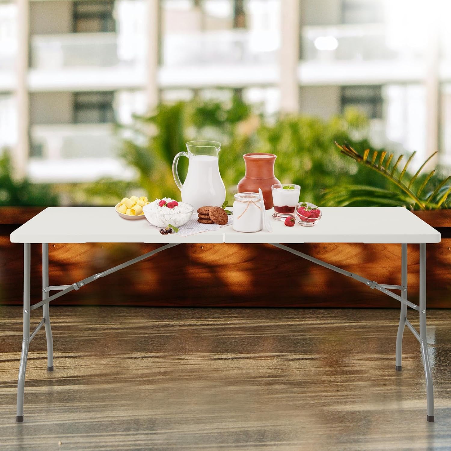 DXYKOPA Naomi 5ft Foldable Table Plastic Table Collapsible Portable ...