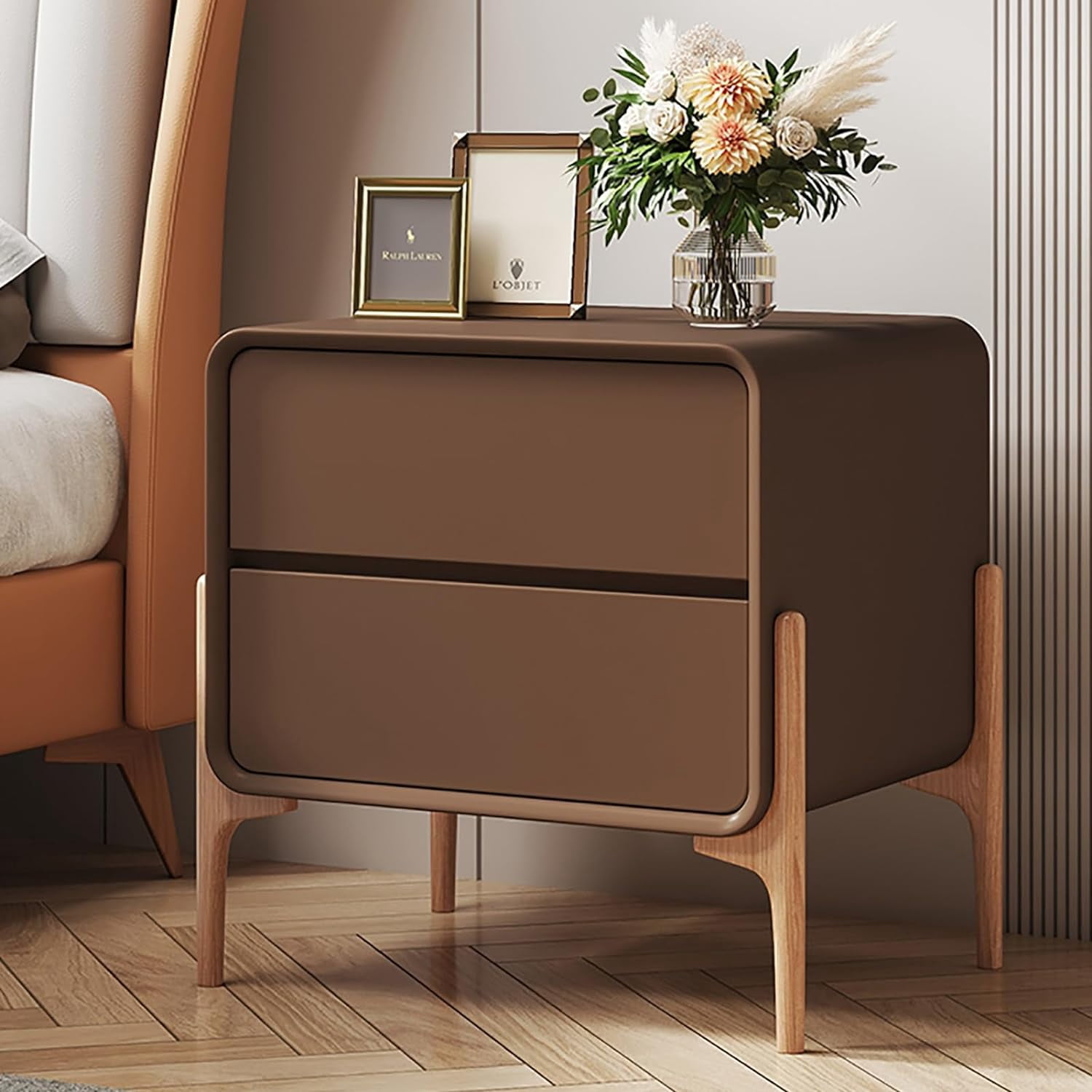 DXYKOPA Nightstand with 2 Drawers PU Leather Night Stand with Storage ...