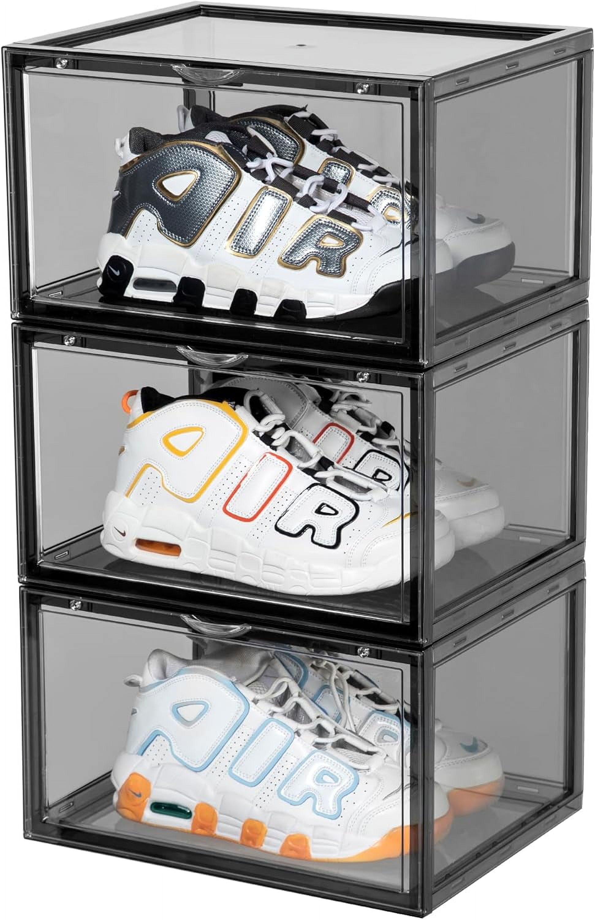 DXYKOPA Plastic Shoe Boxes Stackable with Magnetic Door Foldable Shoe ...