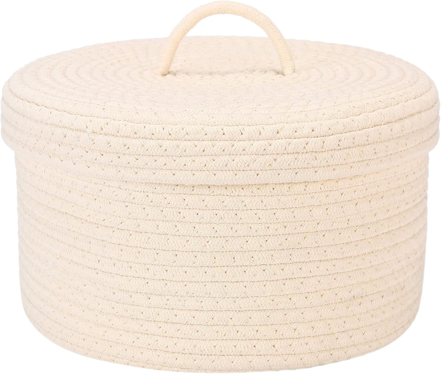 DXYKOPA Round Cotton Rope Storage Basket with Lid Lidded Woven Storage ...