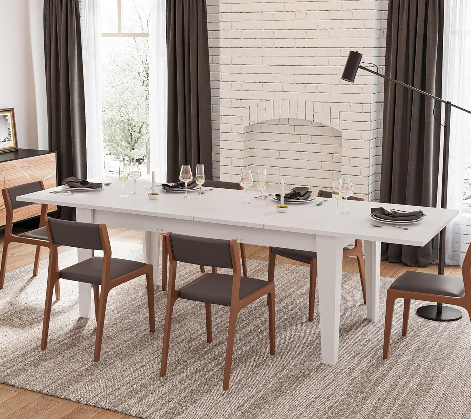 DXYKOPA Rustic Wood Extendable Dining Room 63"-78.7" Large Expandable Dining Tables for 6 8 10 ...