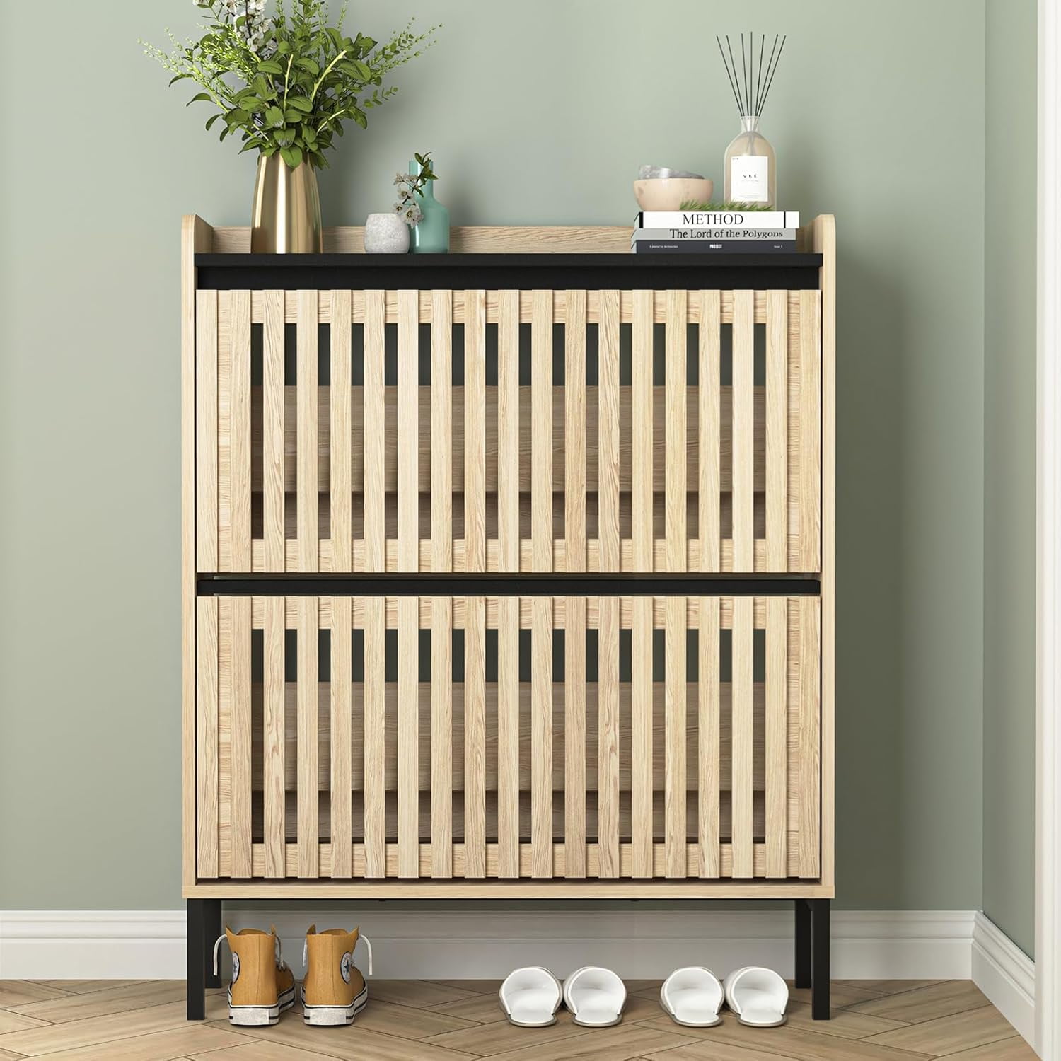 DXYKOPA Shoe Cabinet for Entryway Slim Hidden Shoe Storage Cabinet with ...