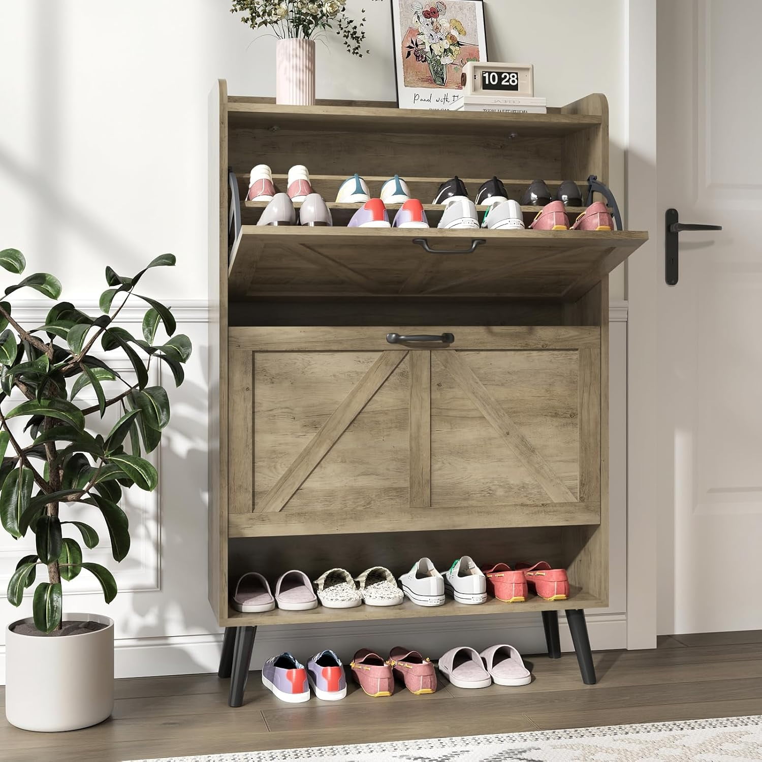 DXYKOPA Shoe Cabinet Storage for Entryway Black Shoe Storage Cabinet ...