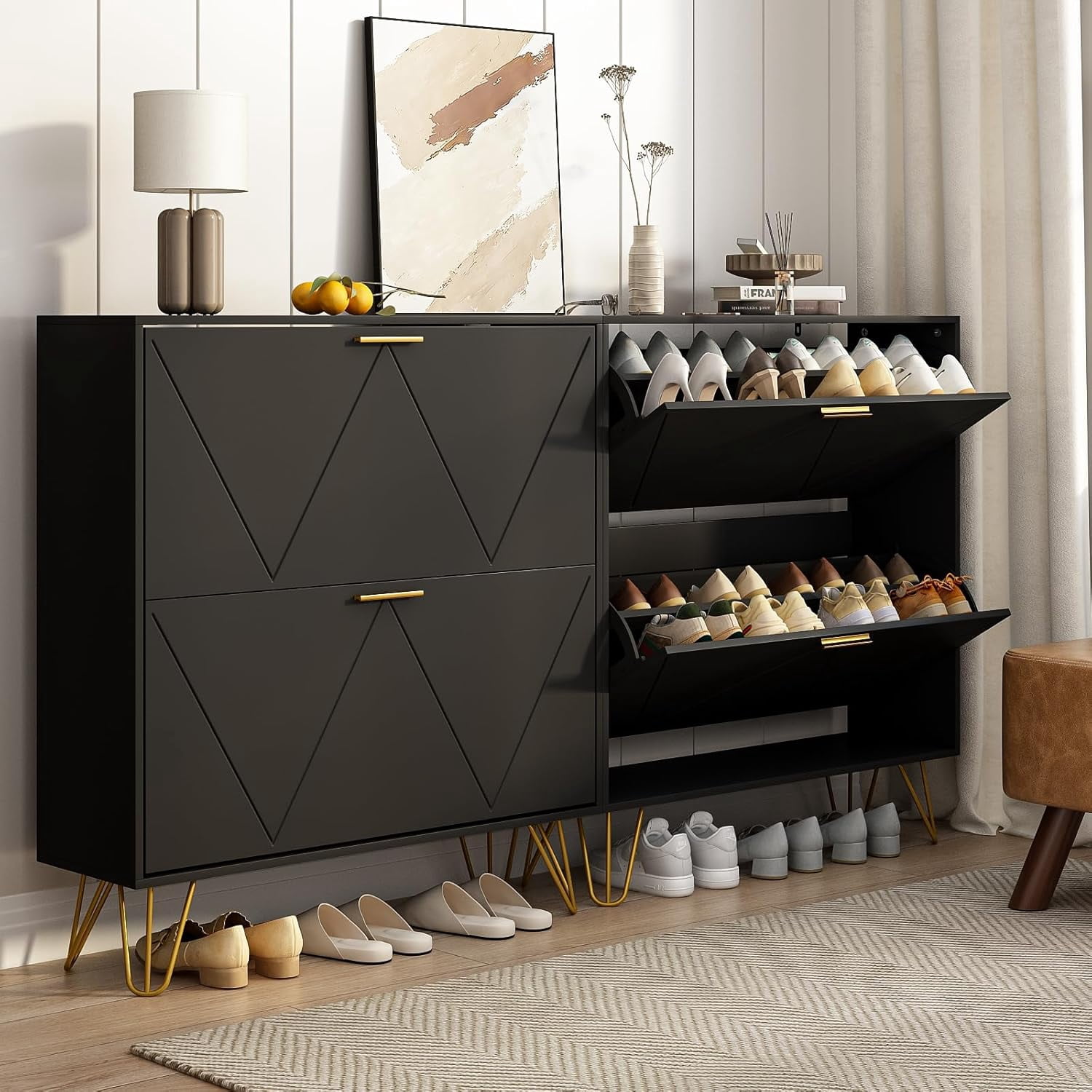DXYKOPA Shoe Cabinet Storage for Entryway Narrow Shoe Cabinet with 2 ...