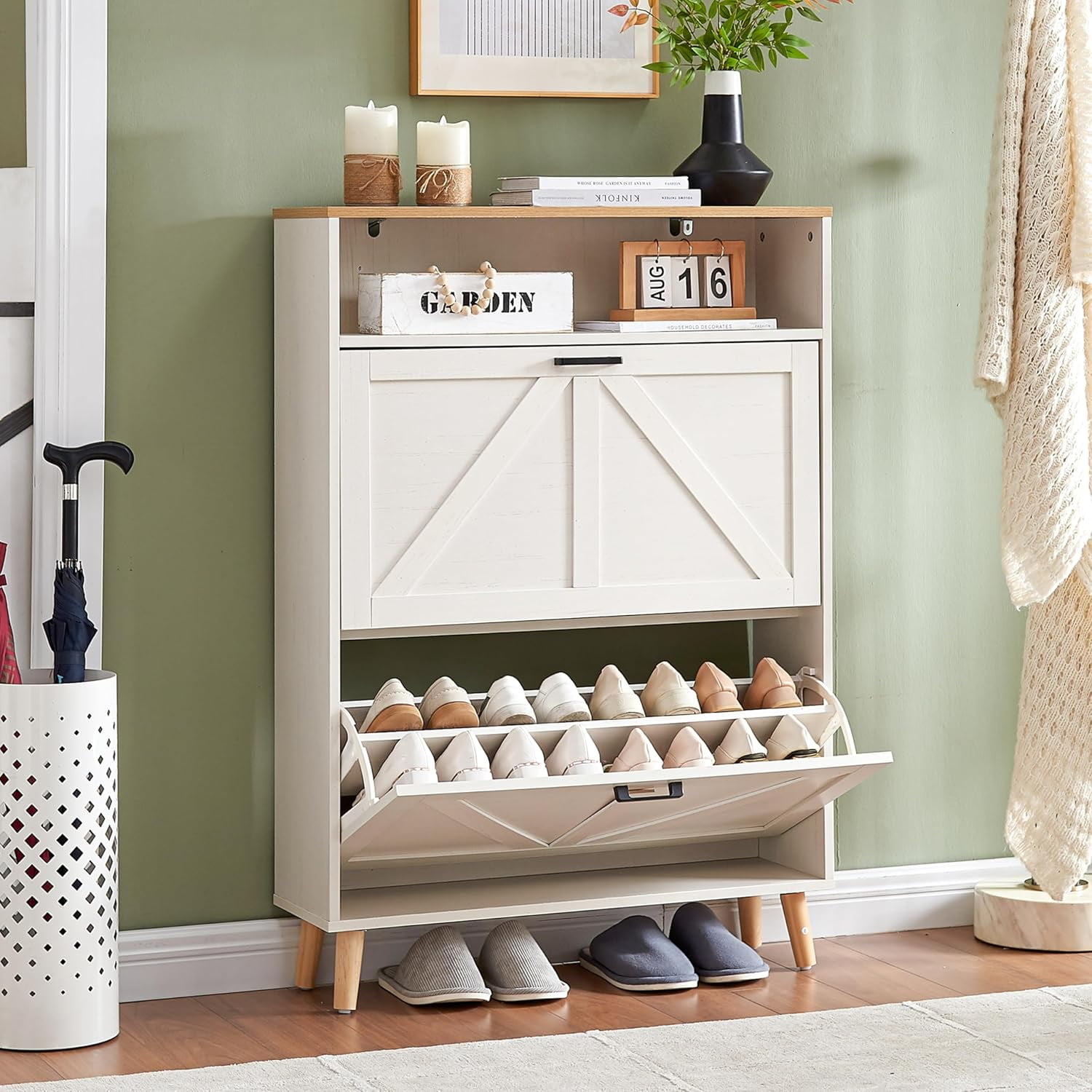 Shoe Cabinet Storage for Entryway Shoe Storage Cabinet with 2 Flip ...