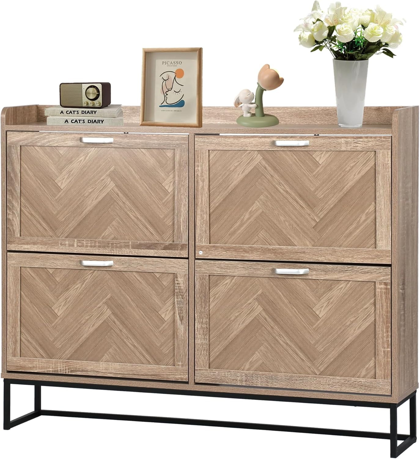 DXYKOPA Shoe Storage Cabinet with 4 Flip Drawers Closed Shoe Organizer ...