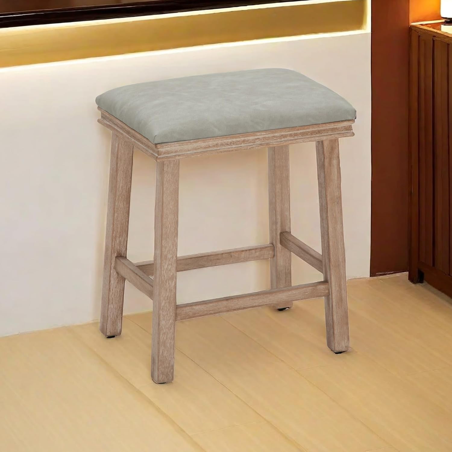 DXYKOPA Solid Wood Bar Stools for Counter Height Barstools with Faux ...