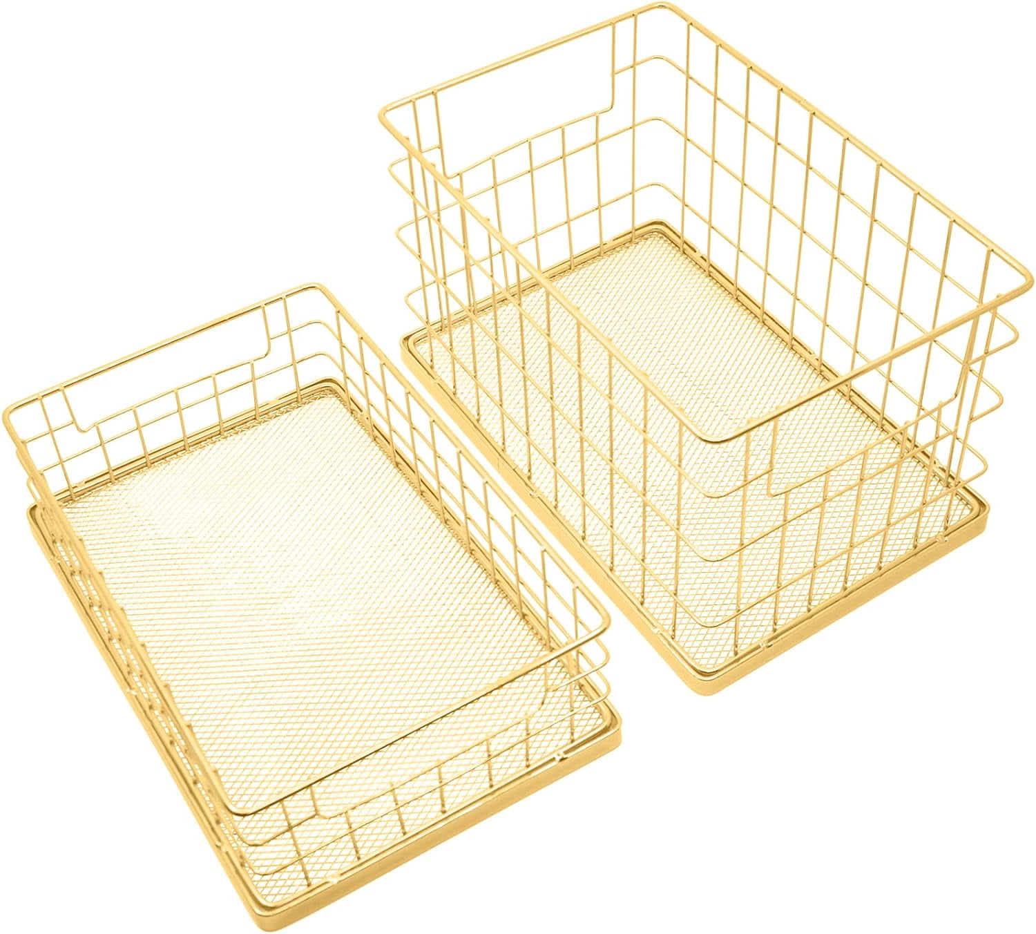 vftybngy Stackable 10" Metal Wire Storage Basket Bins With Handles ...