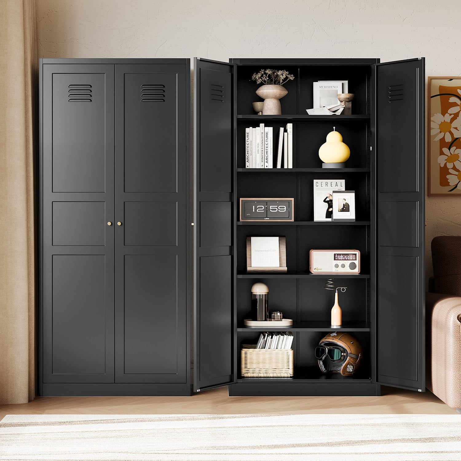 DXYKOPA Storage Cabinet 47" H Metal Pantry Cabinets with Doors and ...