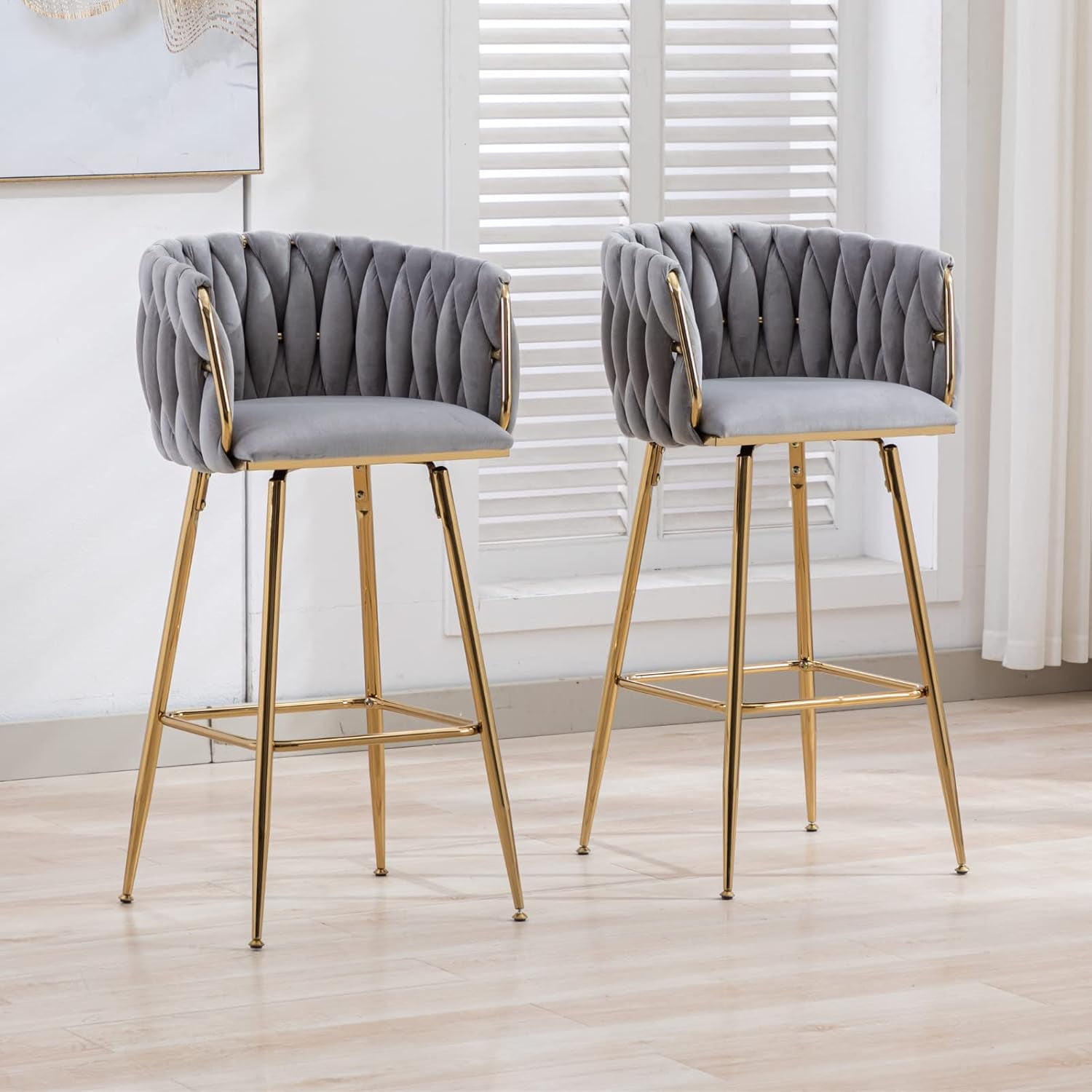 DXYKOPA Swivel Bar Stools Adjustable Counter Height Bar Stools with ...