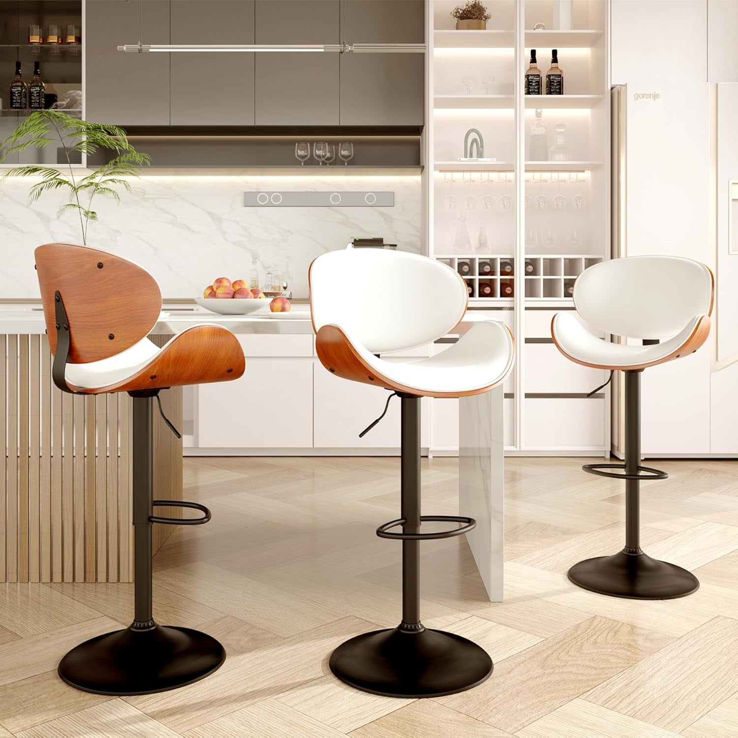 DXYKOPA Swivel Bar Stools Seat Adjustable Height 23.5-32.5IN Bentwood ...