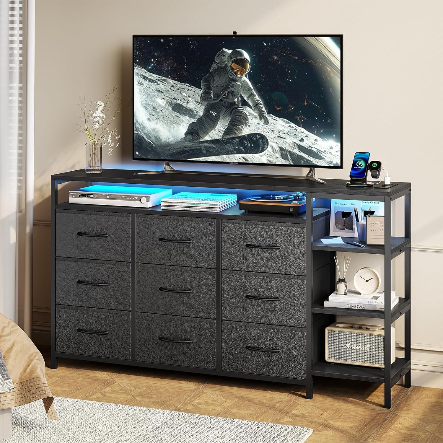 DXYKOPA TV Stand for 60 Inch TV Entertaiment Center with LED Lights ...