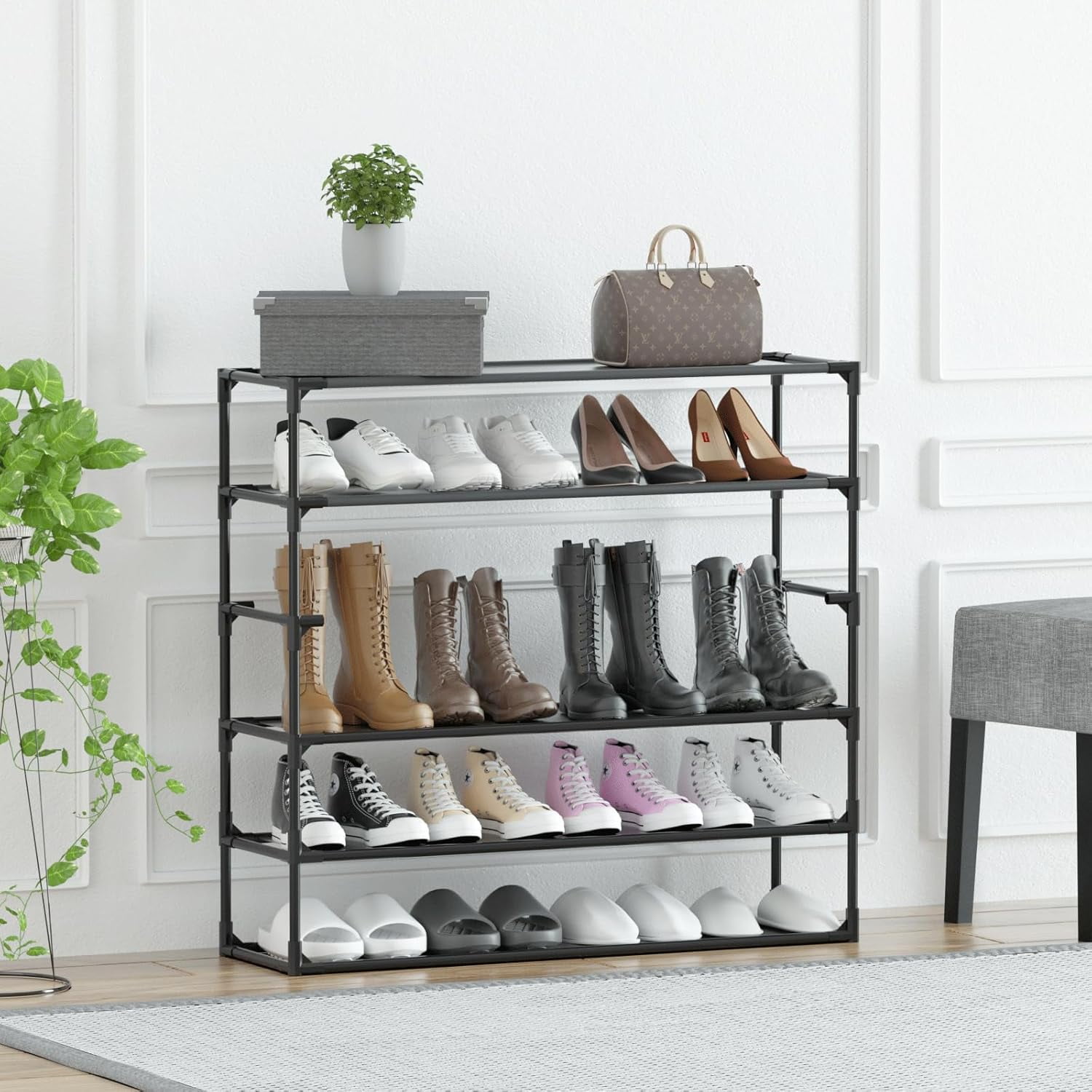 DXYKOPA TY & CULTURE 7-Tiers Shoe Rack Organizer Sturdy Metal Pipes ...
