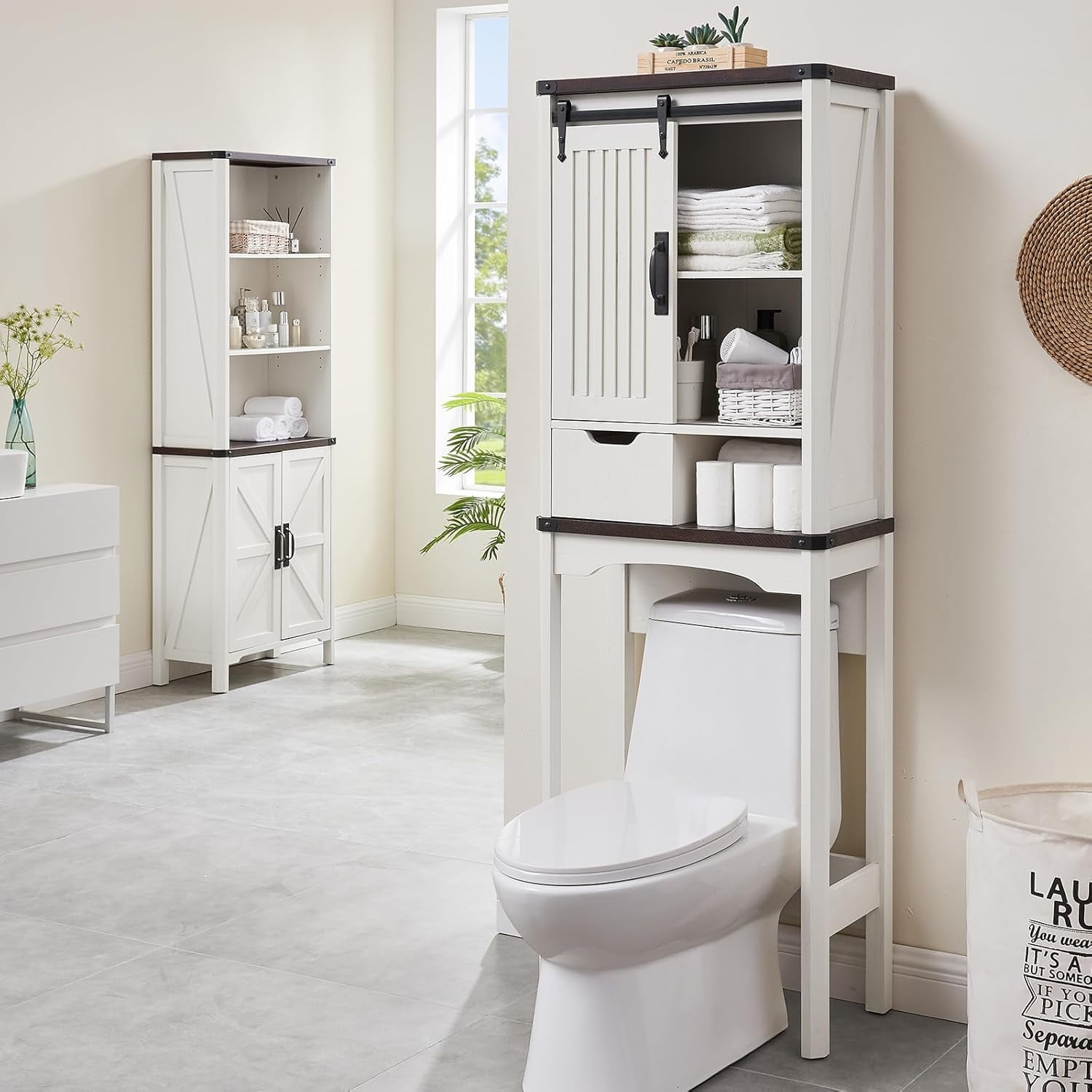 DXYKOPA Tall Farmhouse Corner Cabinet with 4 Doors and Adjustable ...