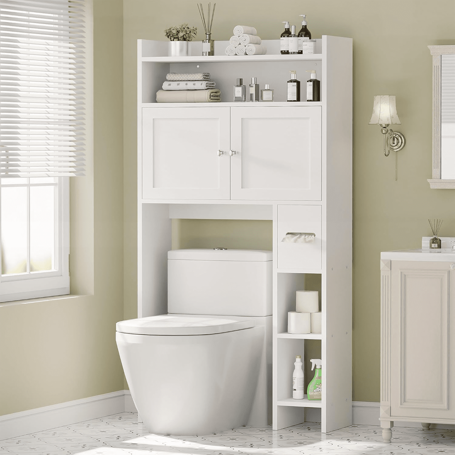 DXYKOPA Over The Toilet Storage Cabinet with Doors 32" Bathroom Storage ...